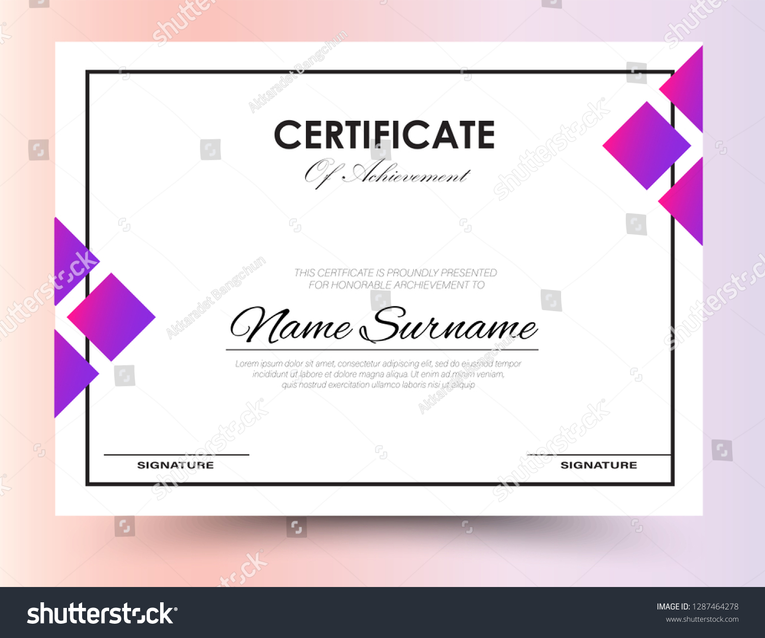 Certificate Template Design A4 Size Stock Vector (Royalty Free ...