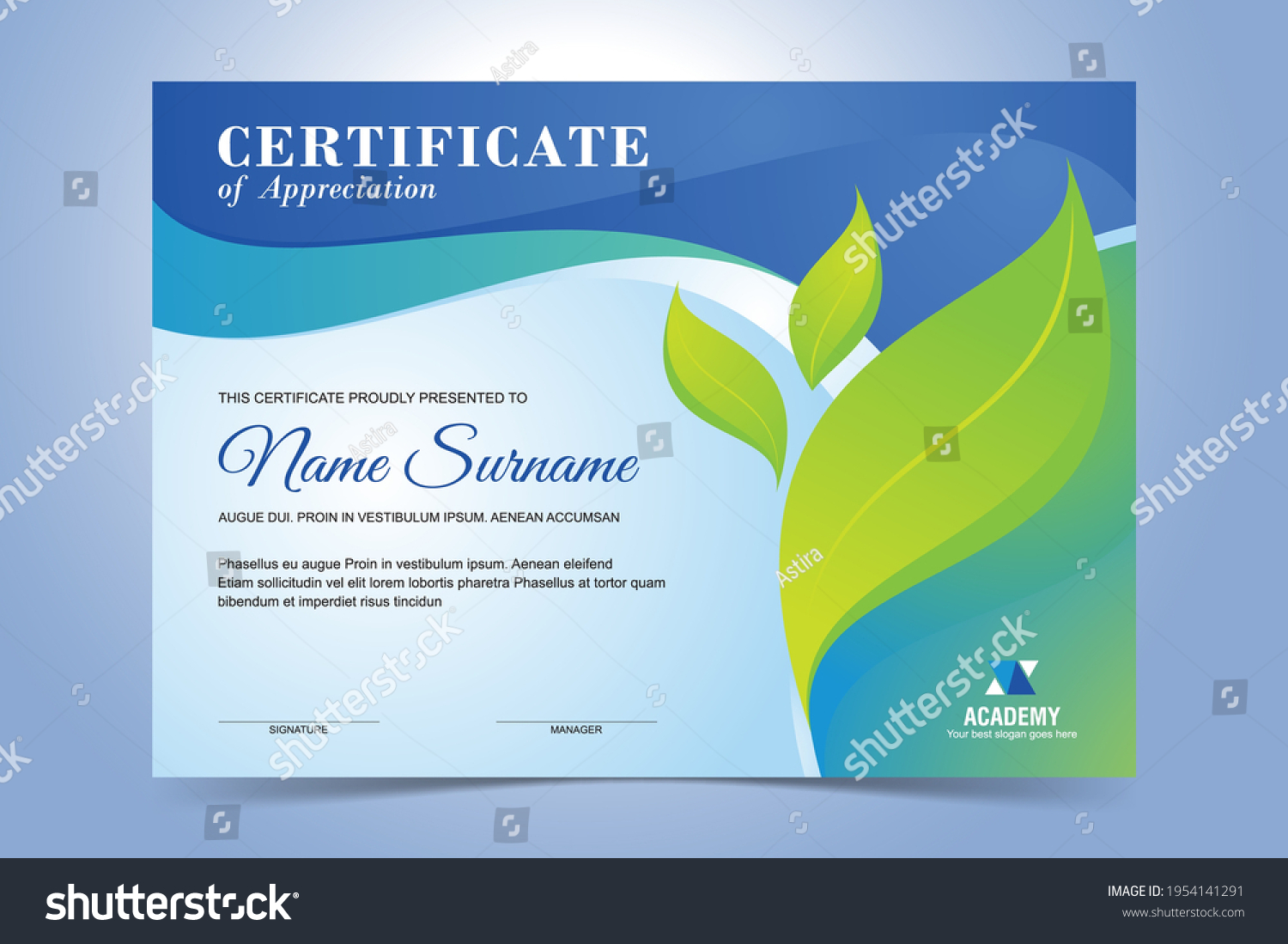 Certificate Template Design Environmental Event Stock Vector (Royalty ...