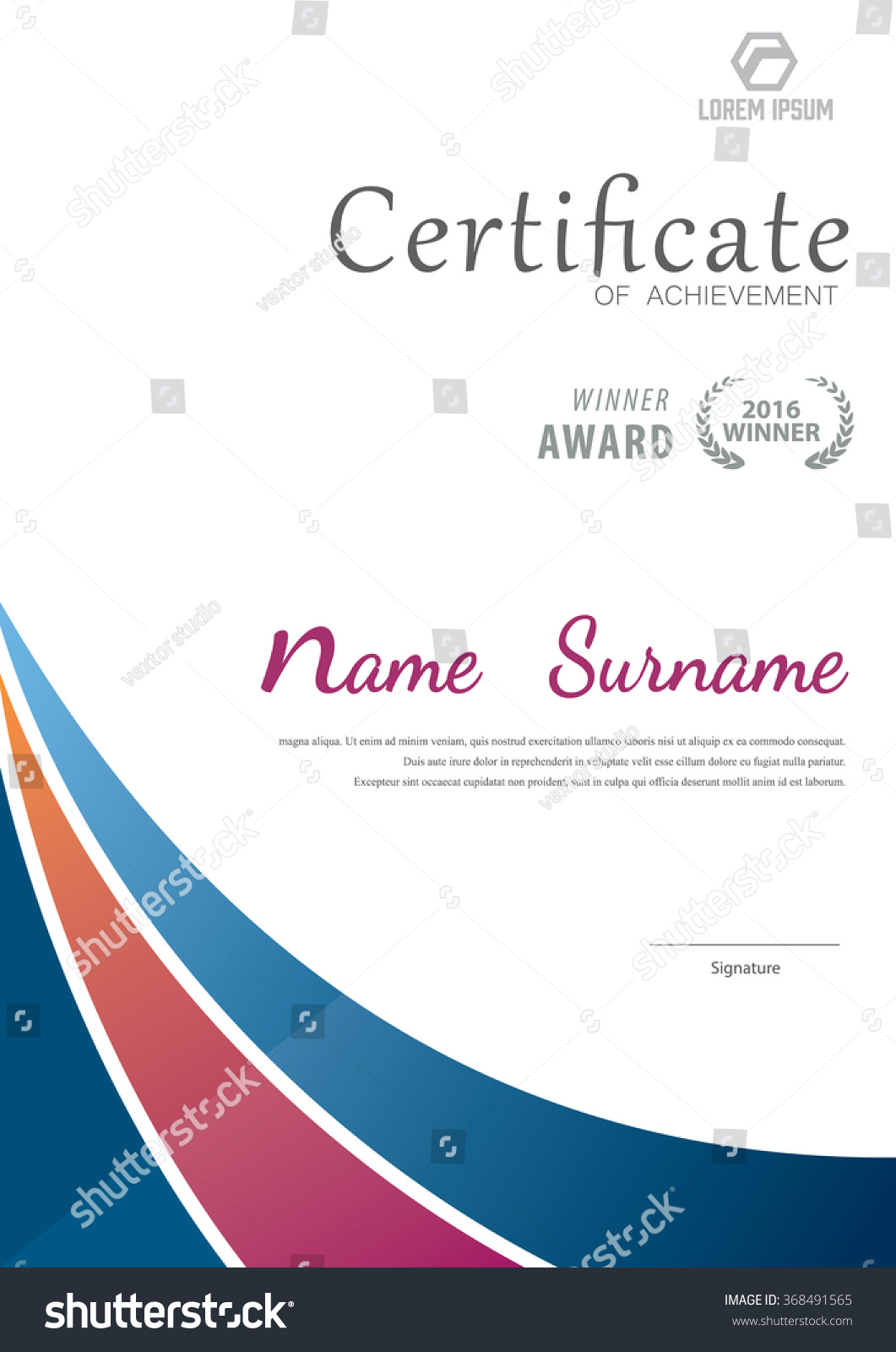 Certificate Template Diploma Layout A4 Size: เวกเตอร์สต็อก (ปลอดค่า ...