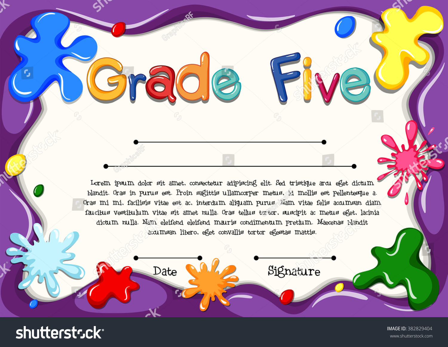 Certificate Template Grade Five Illustration Stock Vector (Royalty Free ...
