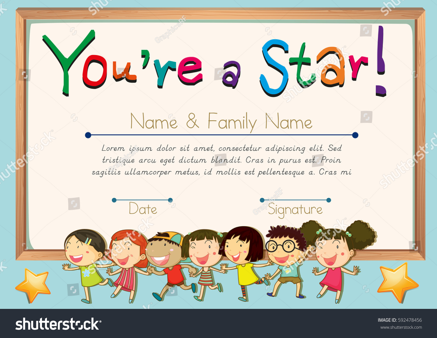 Certificate Template Star Illustration Stock Vector (Royalty Free ...