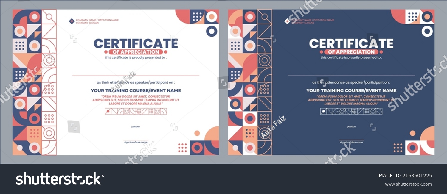 Certificate Template Geometric Pattern Style Bauhaus Stock Vector (Royalty Free) 2163601225 ...