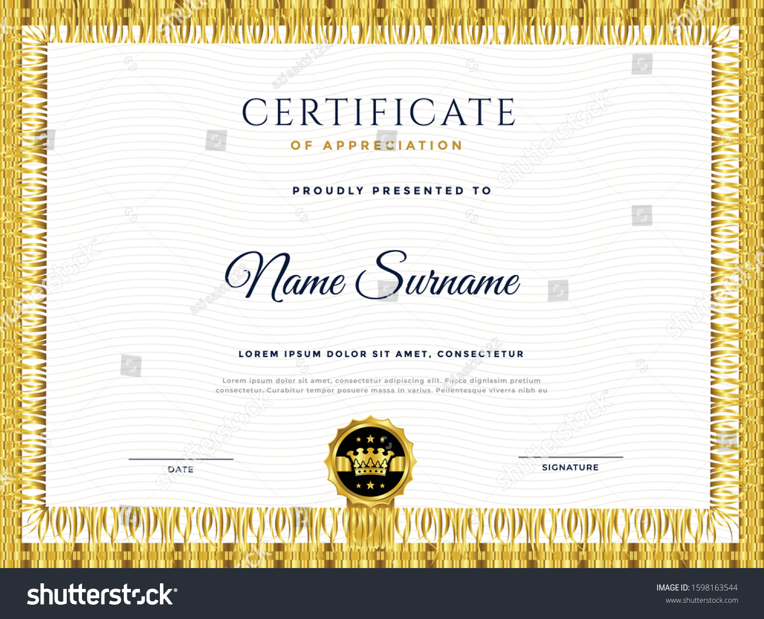 Certificate Template Vector Achievement Graduation Completion Stock ...