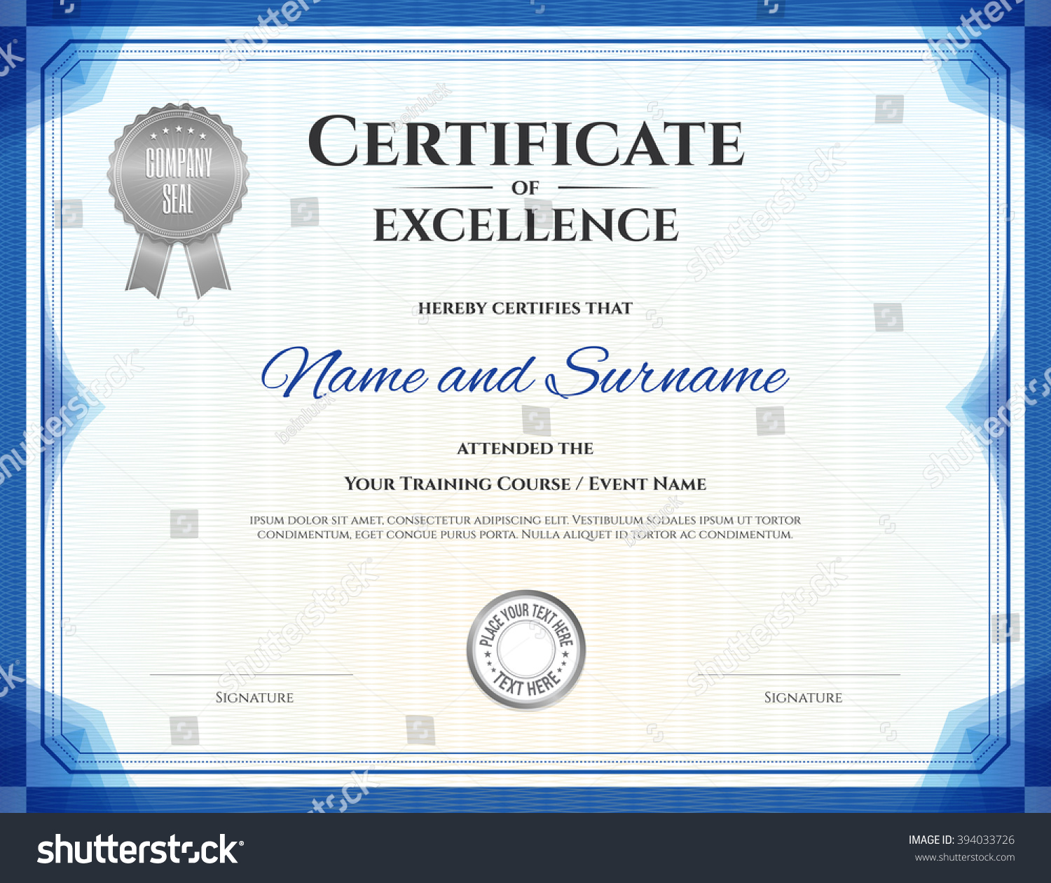 Certificate Template Vector Achievement Graduation Completion Stock ...