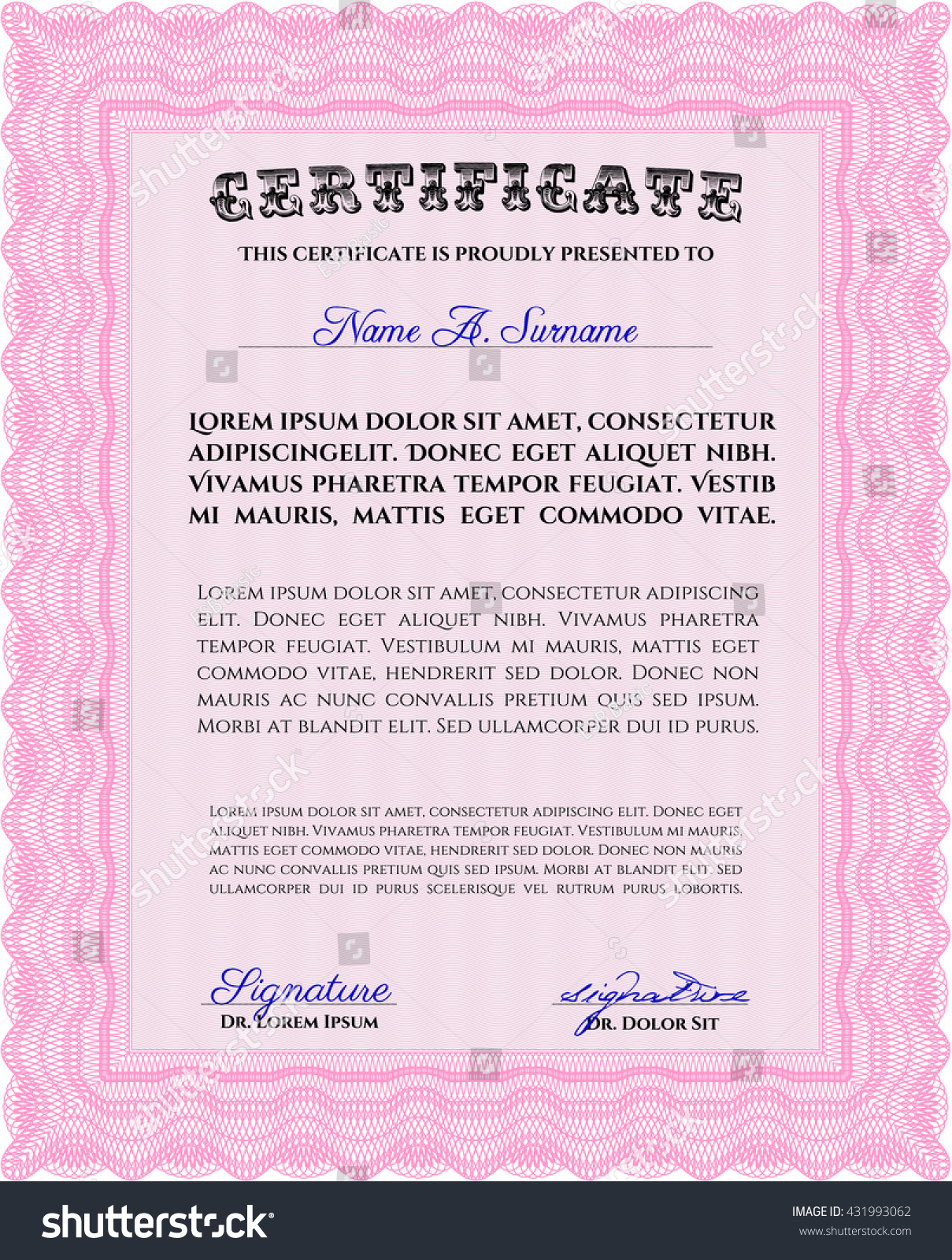 Certificate Template Diploma Template Complex Background Stock Vector ...