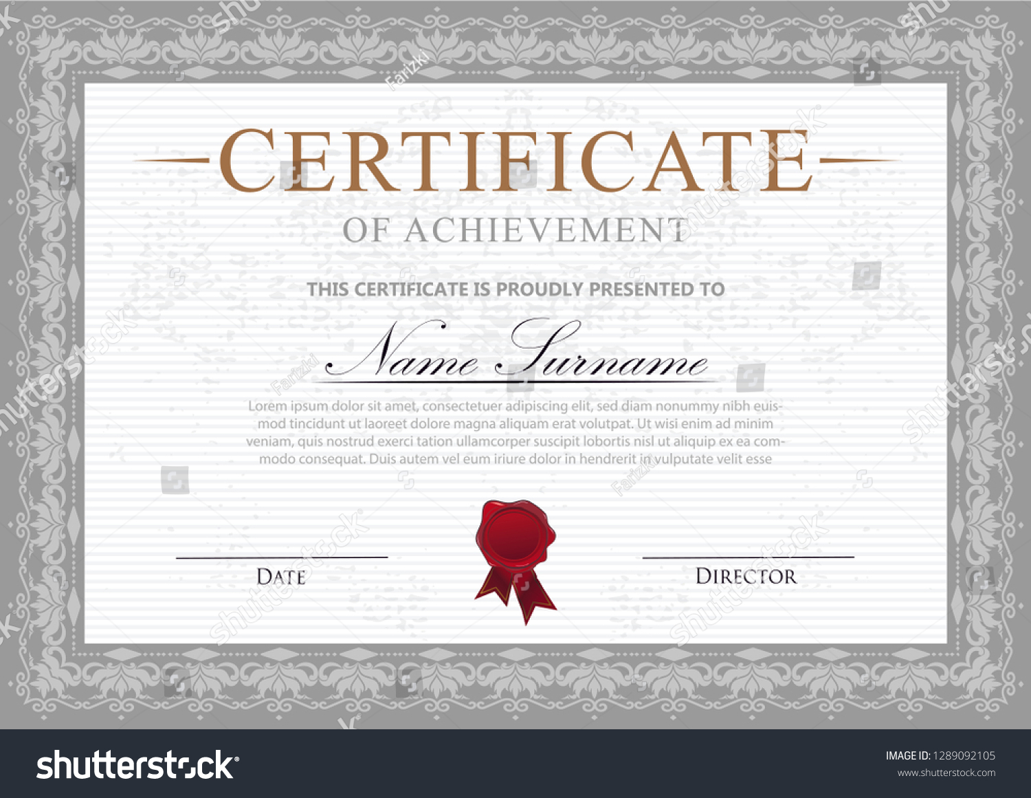 Certificate Decoration Stock Vector (Royalty Free) 1289092105