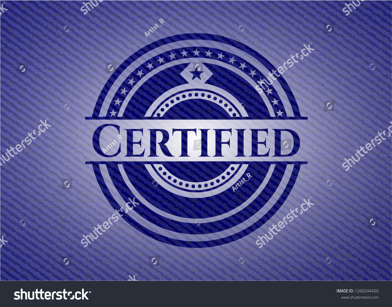 Certified Emblem Jean Texture Stock Vector (Royalty Free) 1260244420 ...