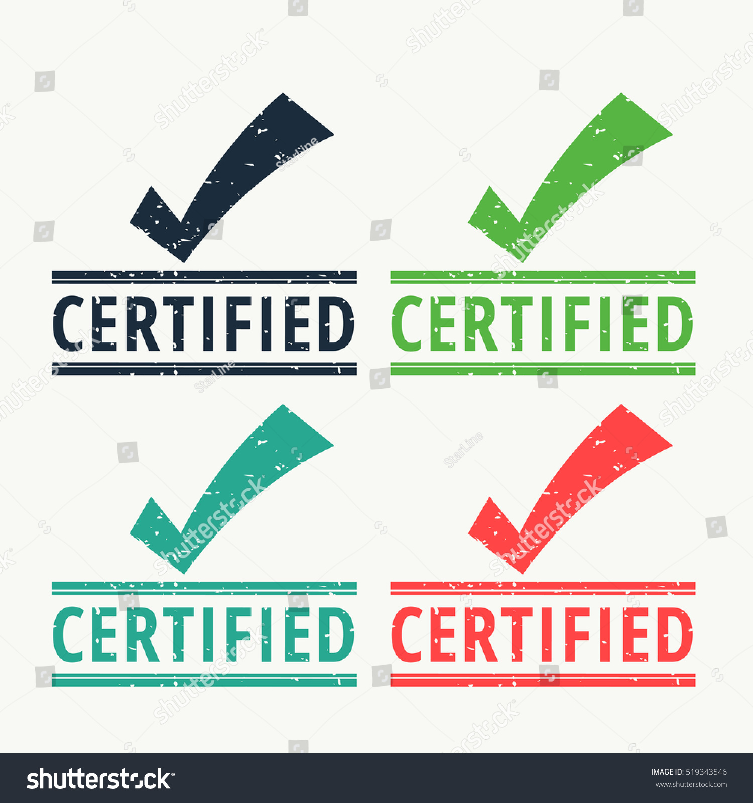 Certified Rubber Stamp Check Mark Stock Vector (Royalty Free) 519343546