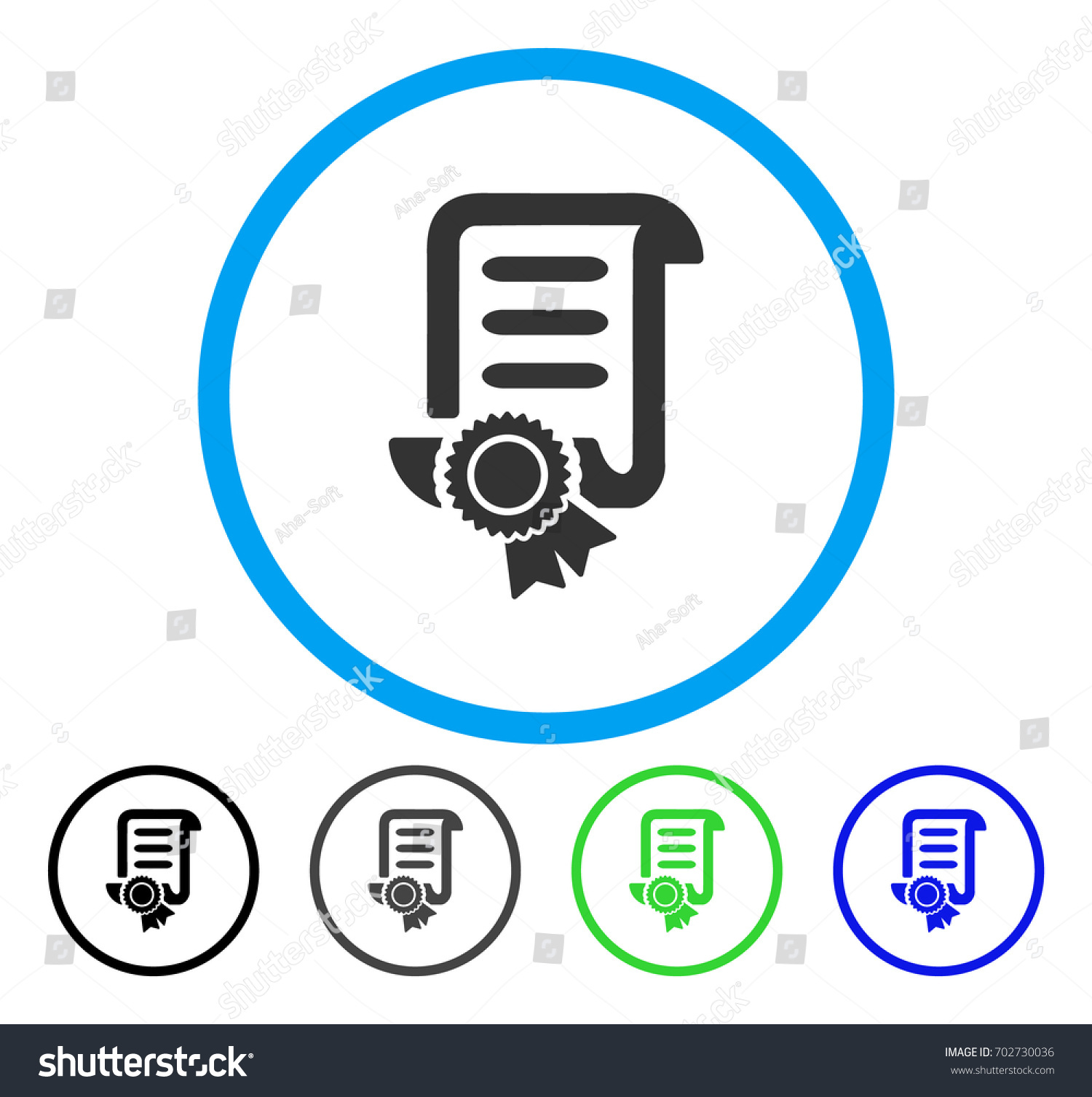 Certified Scroll Document Rounded Icon Vector Stock Vector (Royalty ...