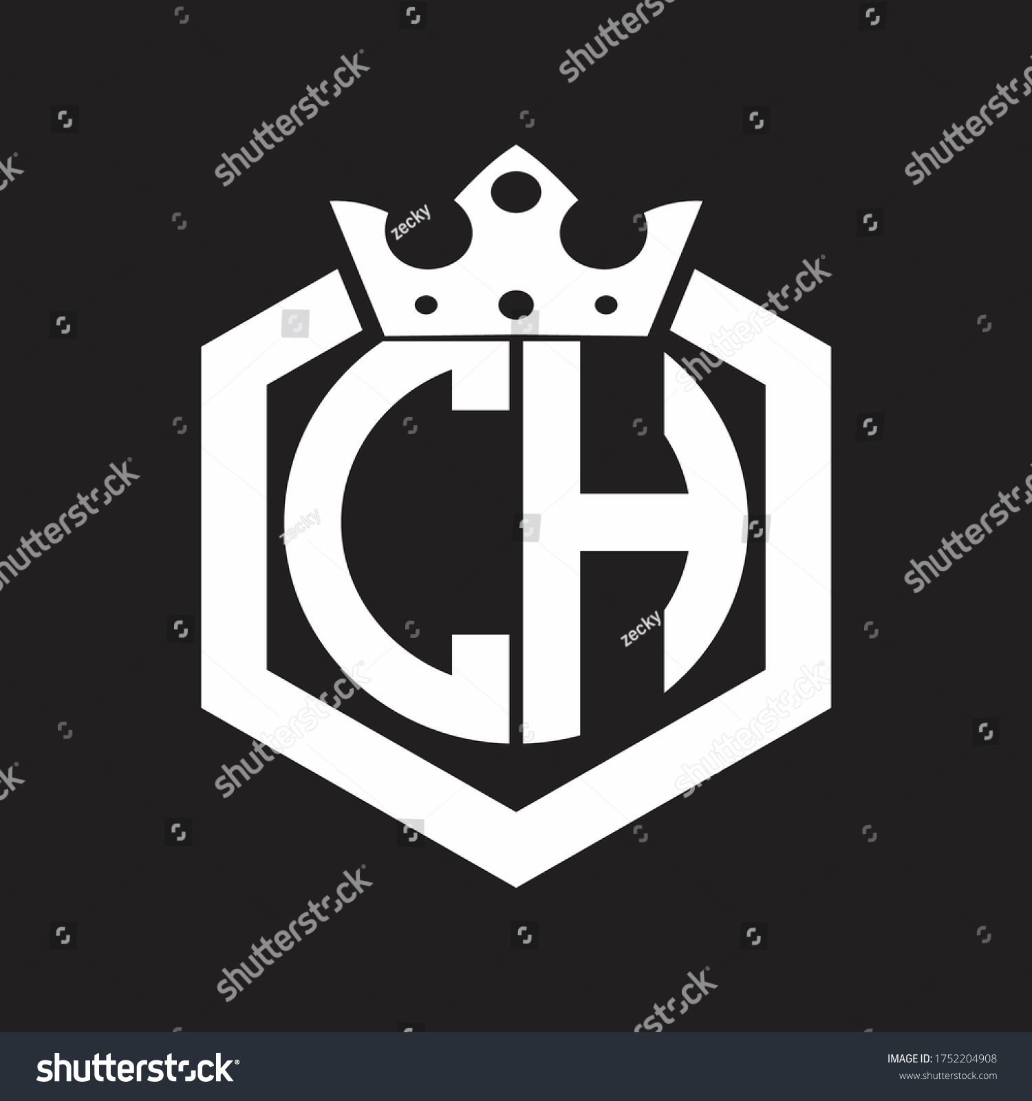 Ch Logo Monogram Rounded By Hexagon Stock Vector (Royalty Free ...