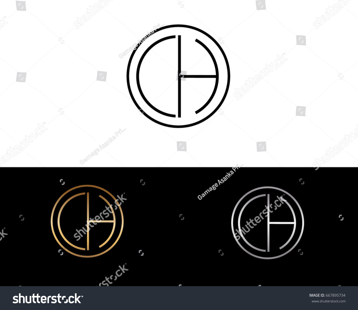 Ch Round Circle Shape Initial Letter Stock Vector (Royalty Free ...
