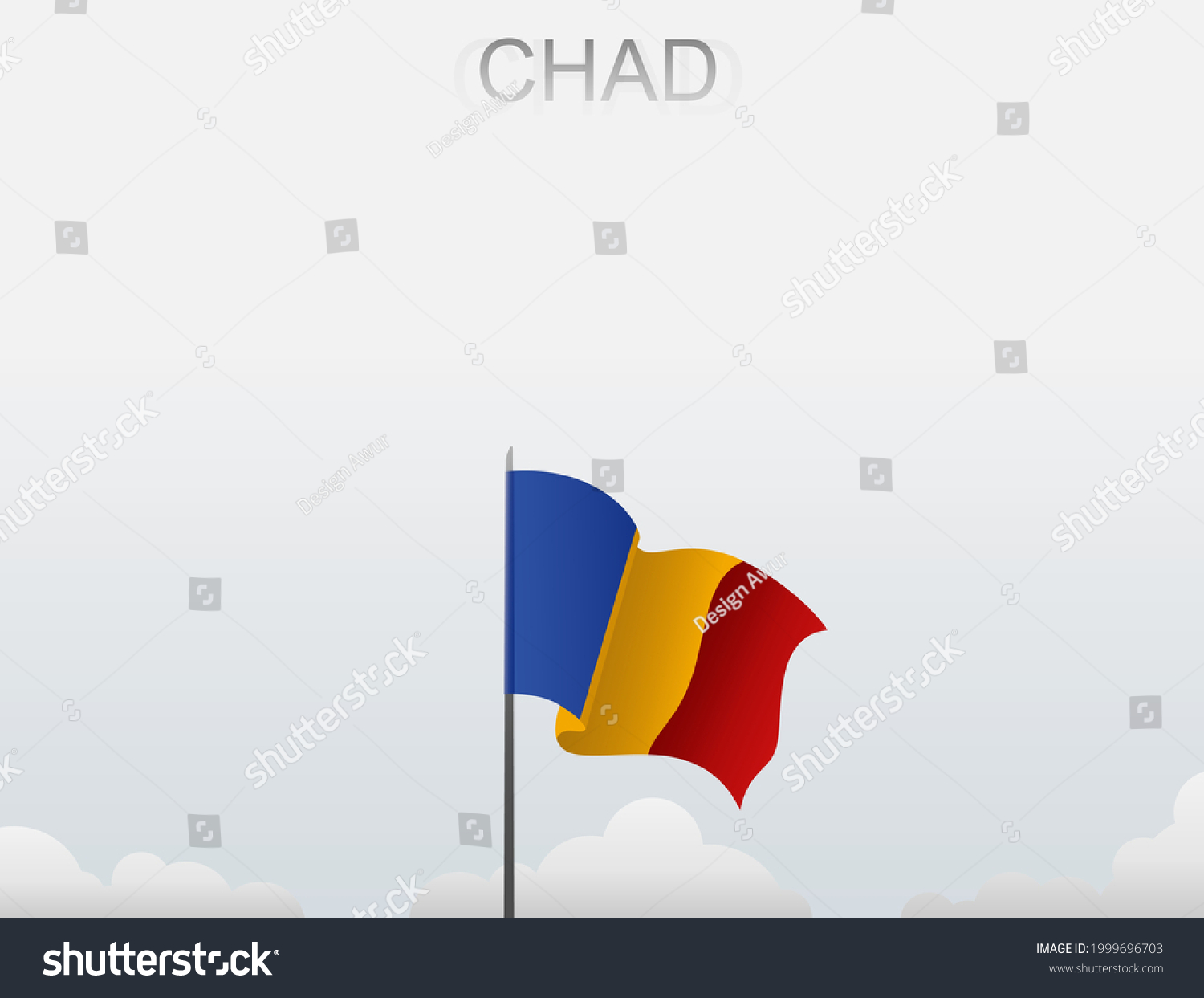 Chads Flag Flutters On Pole Standing Stock Vector (Royalty Free) 1999696703 | Shutterstock