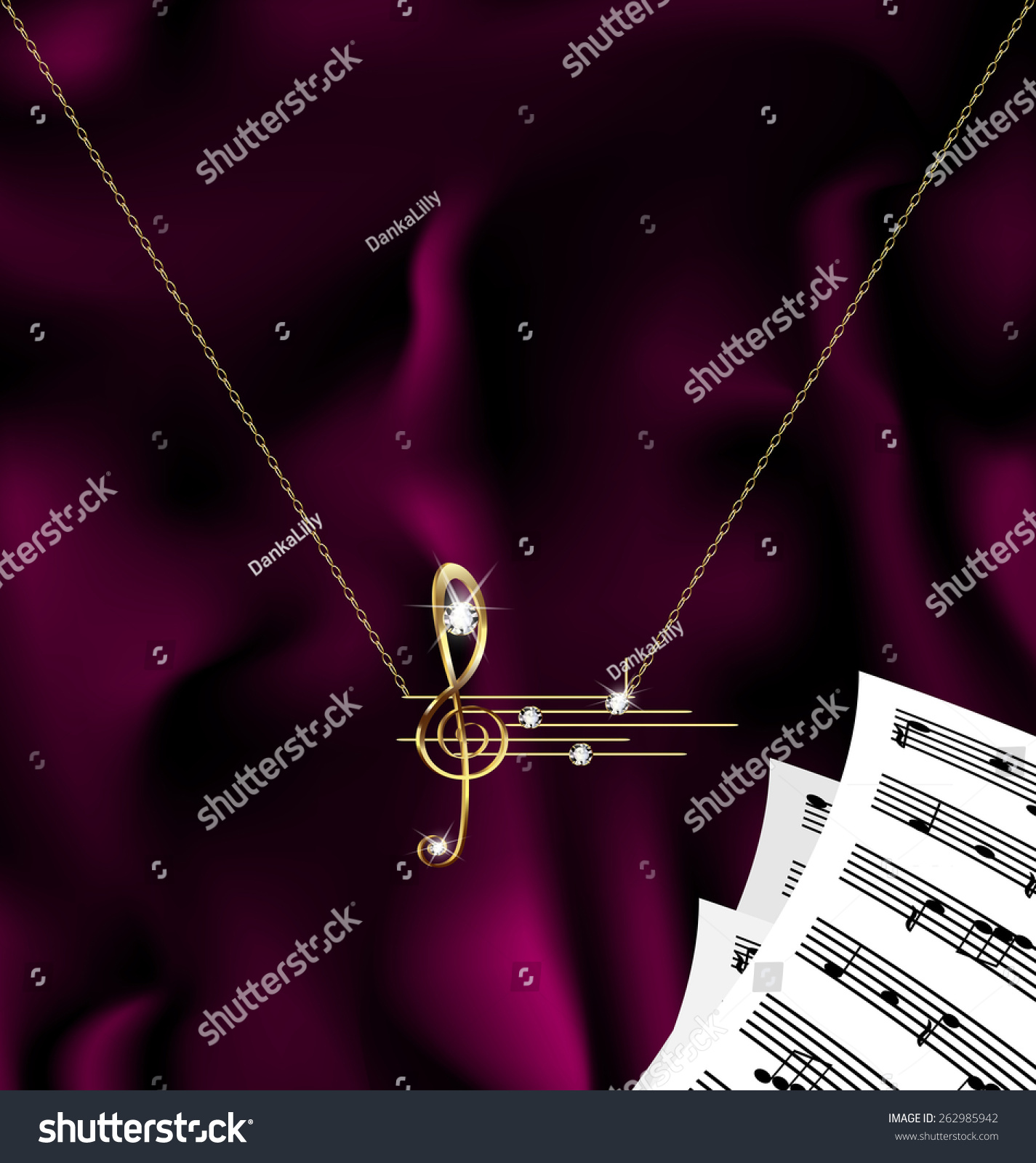 Chain Treble Clef Notes Stock Vector (Royalty Free) 262985942 ...