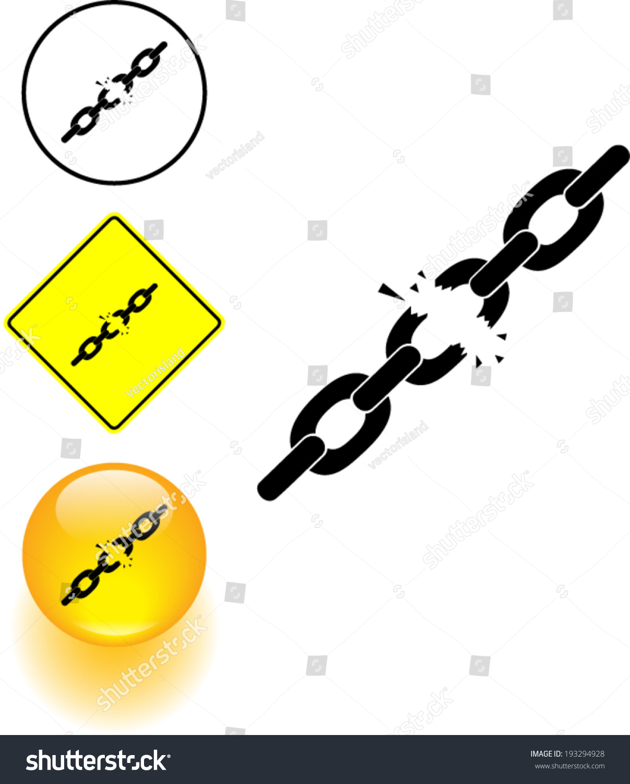 Chains Breaking Symbol Sign Button Stock Vector (Royalty Free) 193294928