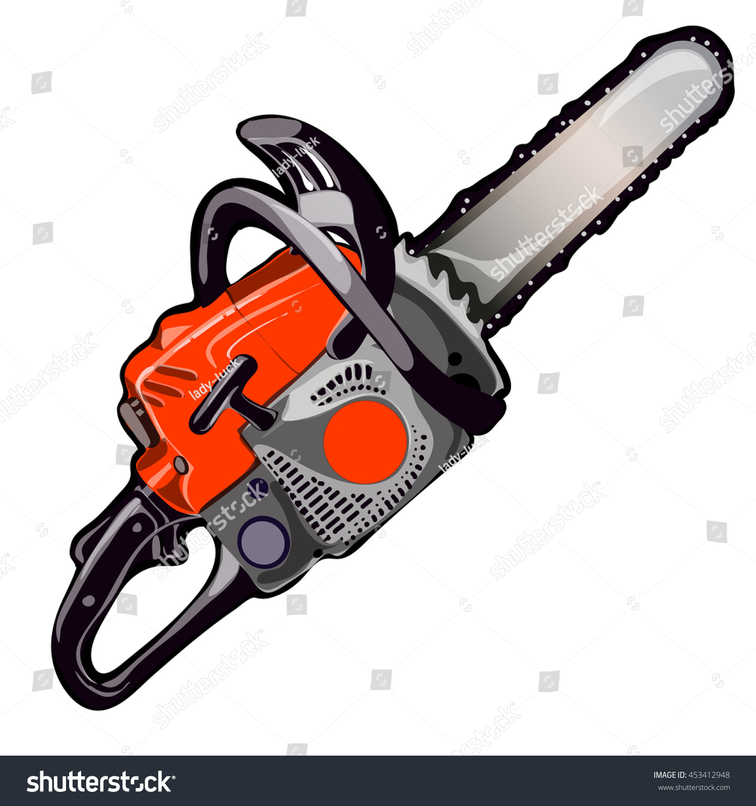 Chainsaw Isolated On White Background Vector: vector de stock (libre de ...