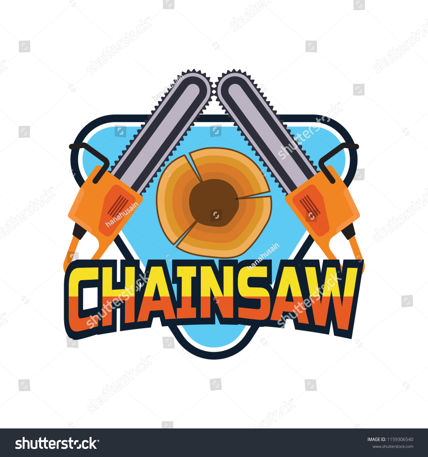 Chainsaw Logo Isolated On White Background Stock Vector (Royalty Free ...