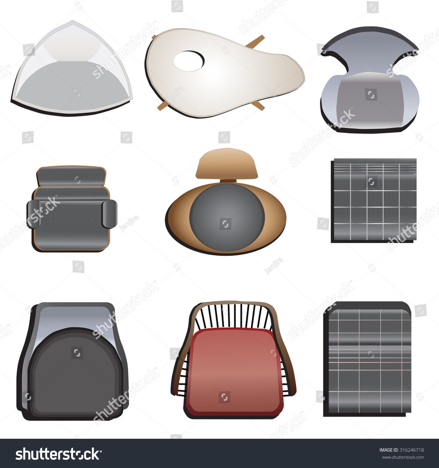 Chairs Top View Set 2 Interior Stock Vector (Royalty Free) 316246718 ...