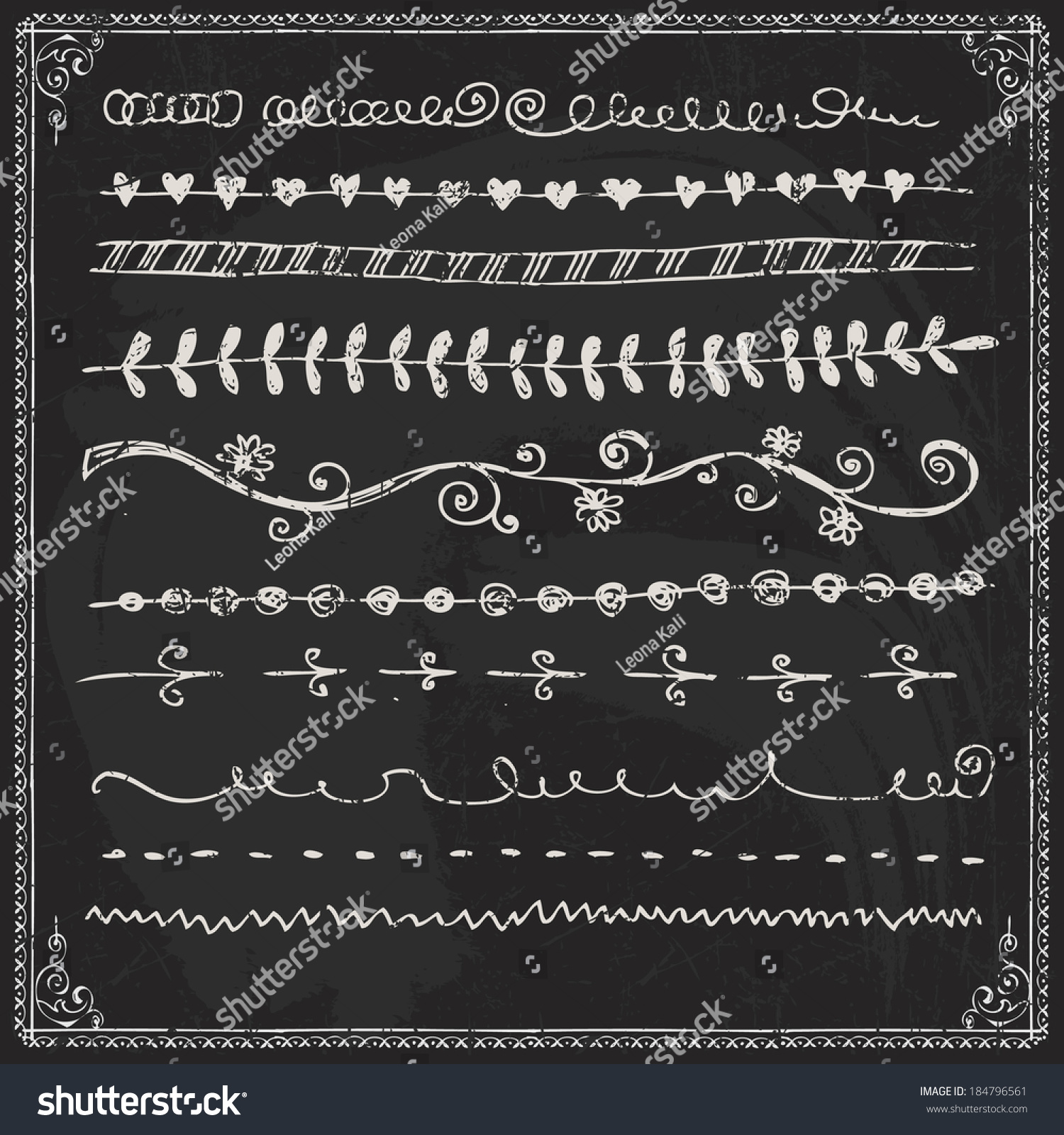 Chalk Chalkboard Borders Drawing Illustrations Divider Stock Vector ...