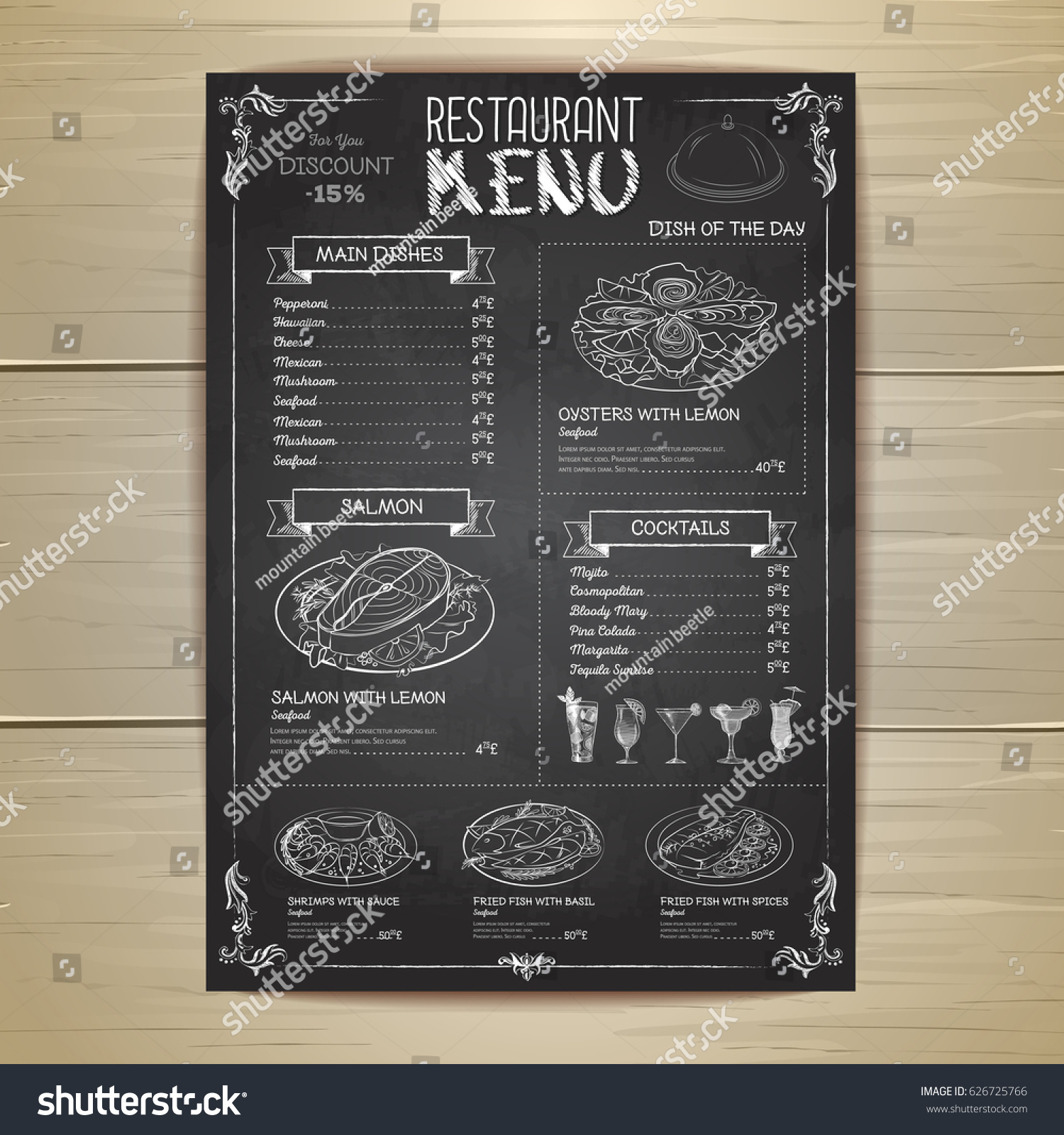 Chalk Drawing Restaurant Menu Design Stock-Vektorgrafik (Lizenzfrei ...