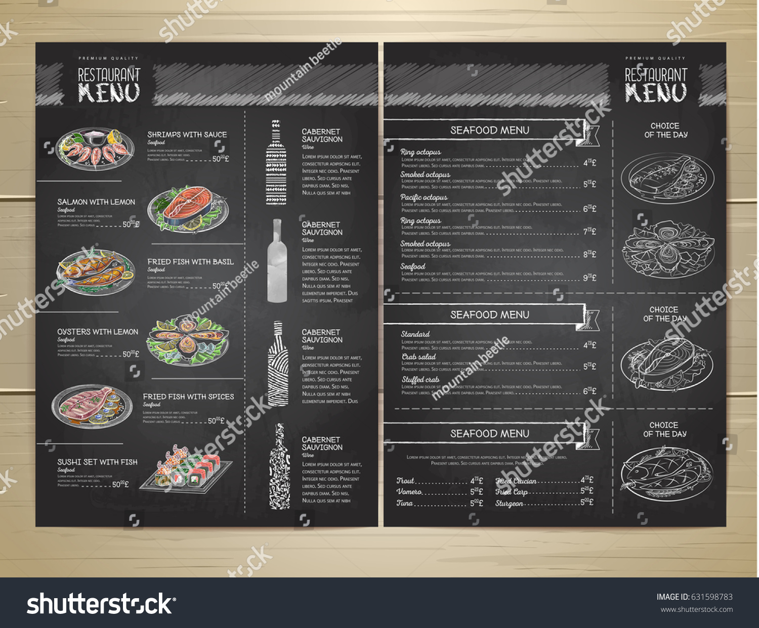 Chalk Drawing Restaurant Menu Design Stock Vector (Royalty Free) 631598783
