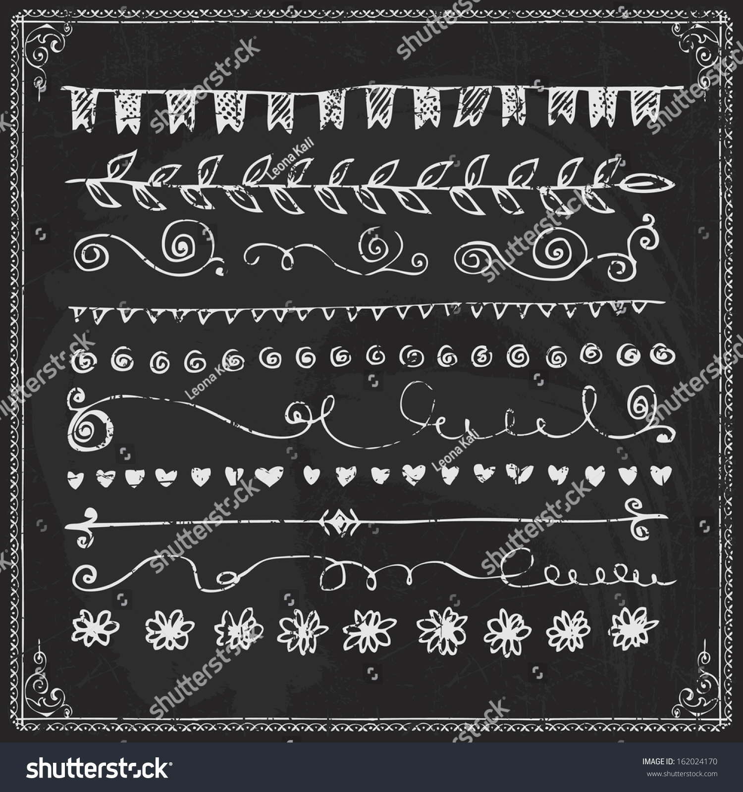 Chalkboard Drawing Border Chalk Rectangle Frame Stock Vector (Royalty ...