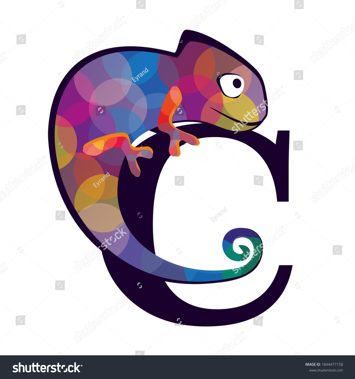 Chameleon Logo Alphabet Vector Image Stock Vector (Royalty Free) 1844477158