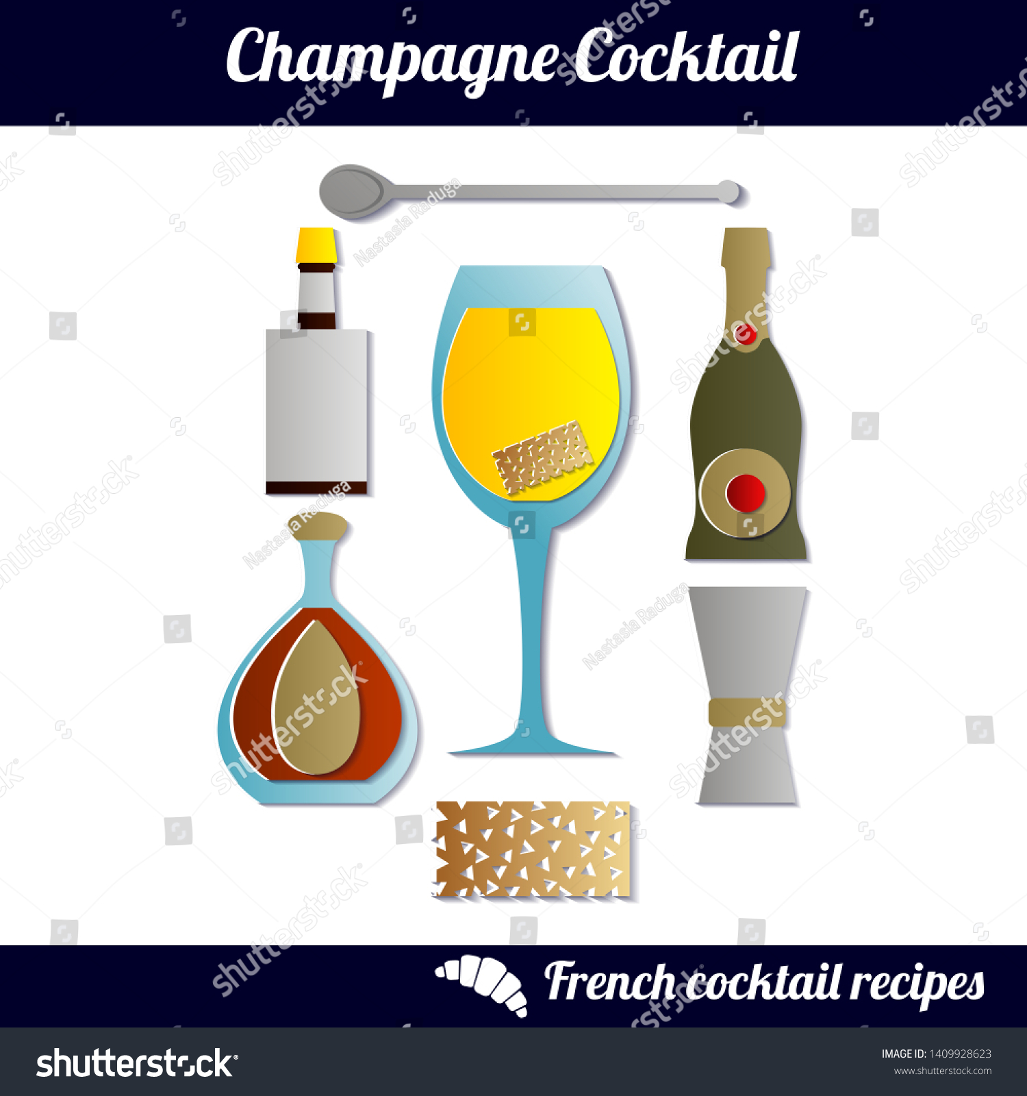 Champagne Cocktail Infographic Set Isolated Elements Stock Vector Royalty Free 1409928623