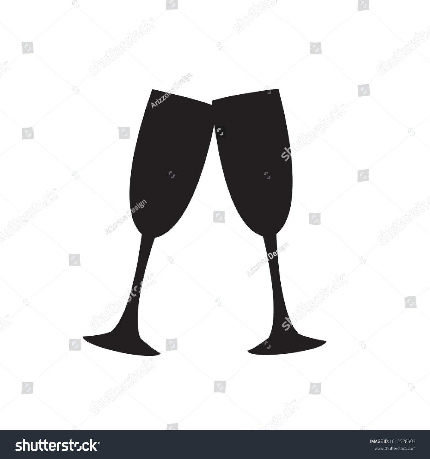Champagne Glasses Silhouette Vector Symbol Sign Stock Vector Royalty Free 1615528303