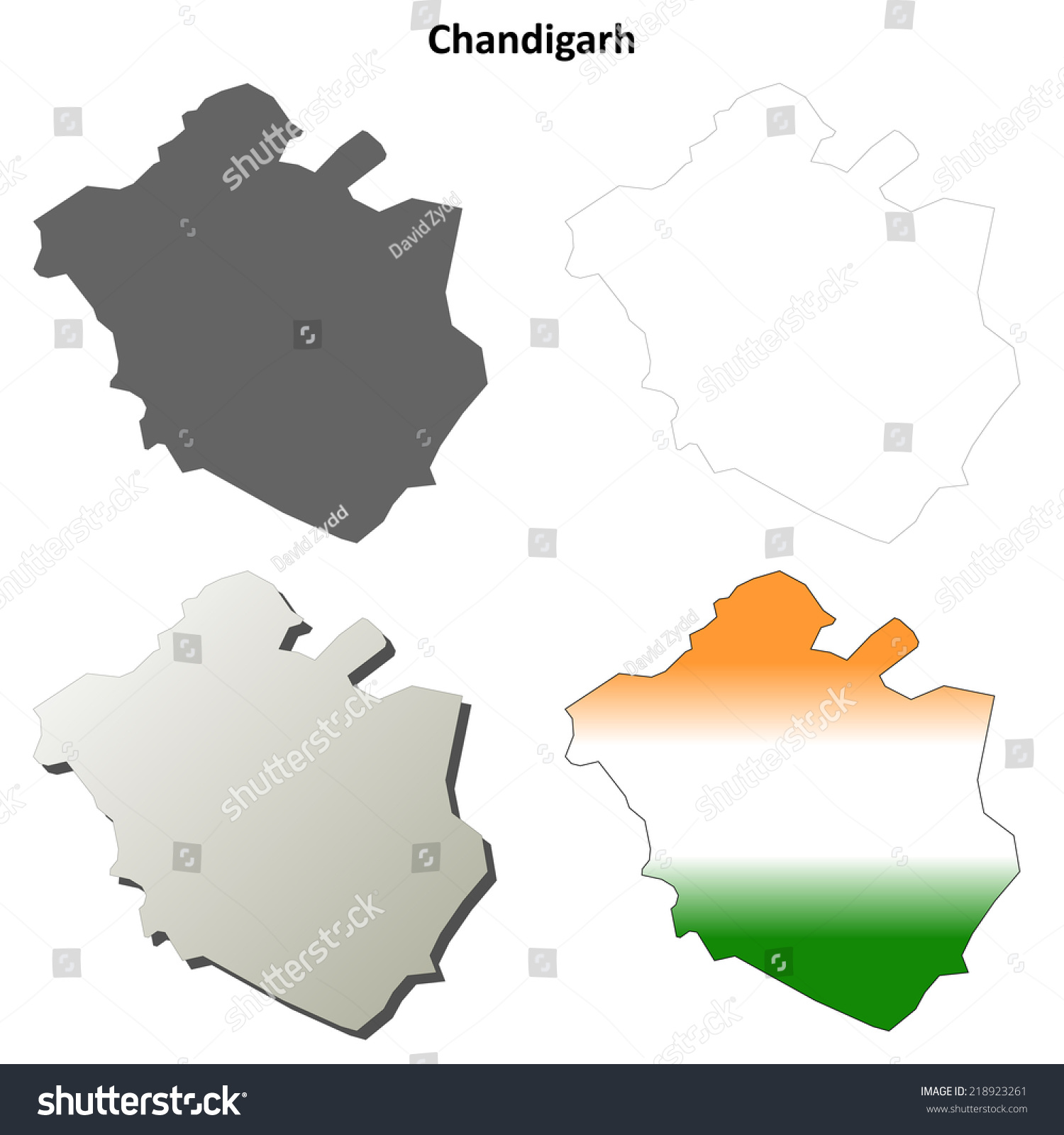 Chandigarh Blank Detailed Outline Map Set Stock Vector 218923261 ...