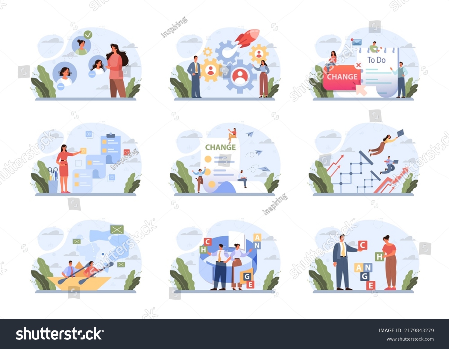 Change Concept Set Transformation Evolution Metaphor Stock Vector ...