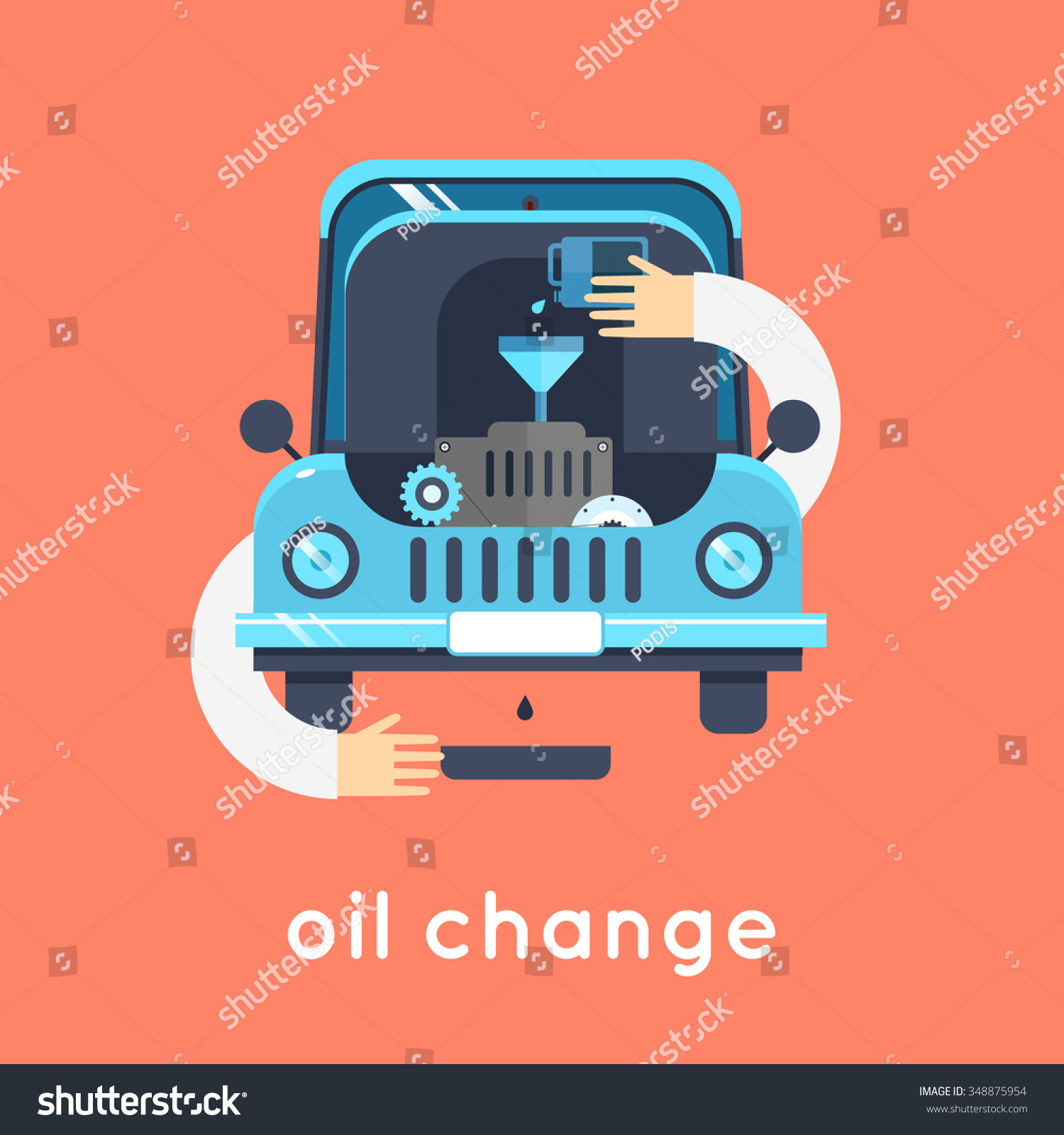 Changing Engine Oil Car Flat Style Stock Vector 348875954 - Shutterstock