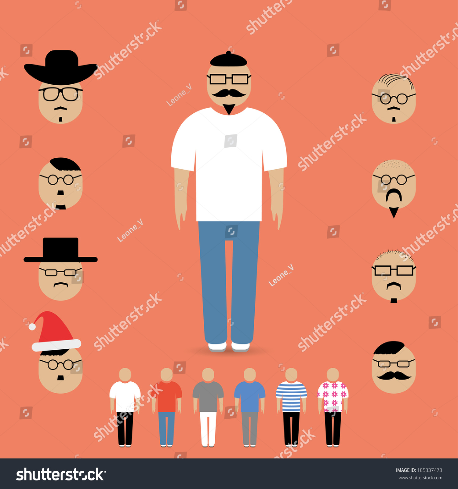 Changing Faces Men Vector Set Eps10 Stock Vector (Royalty Free ...