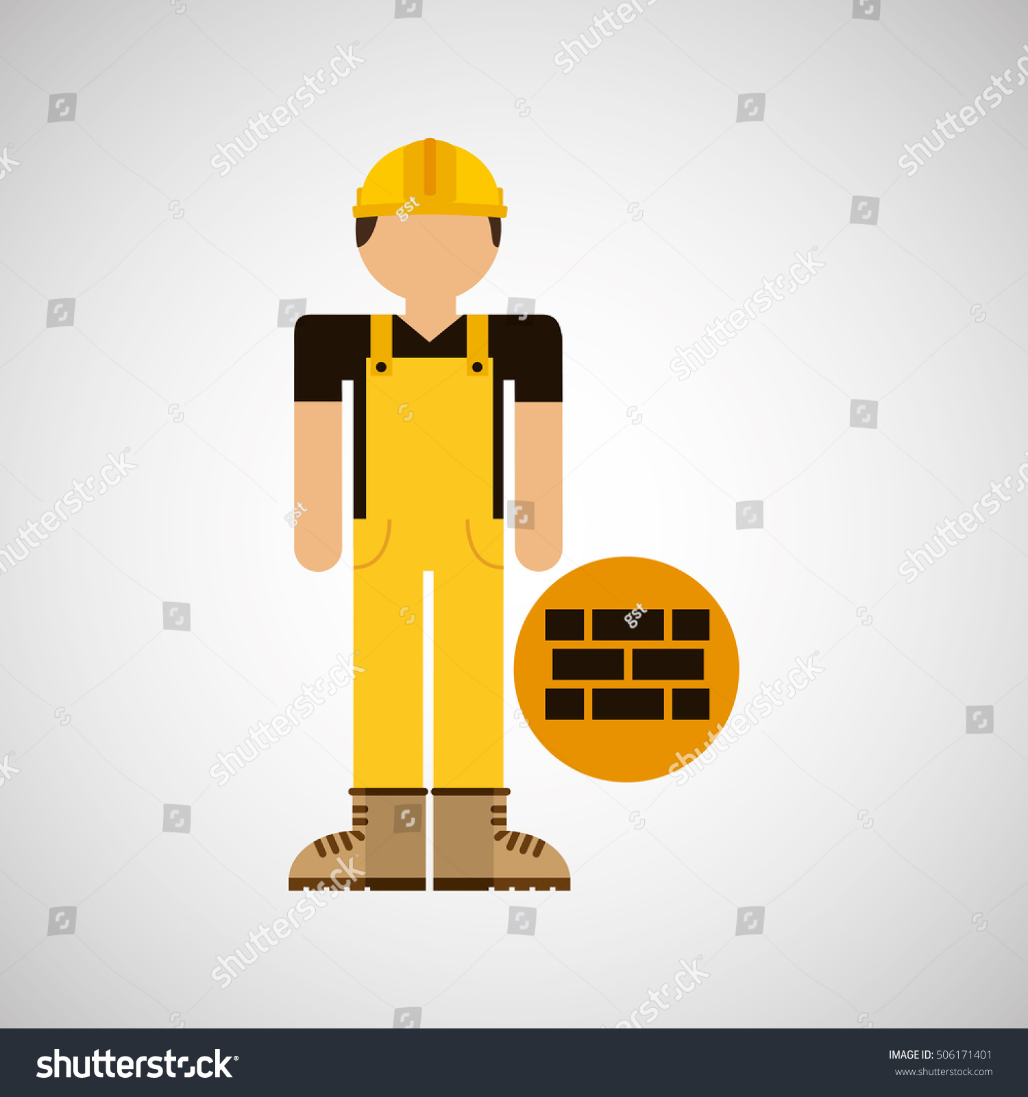 Character Construction Man Bricks Vector Illustration Stock Vector ...