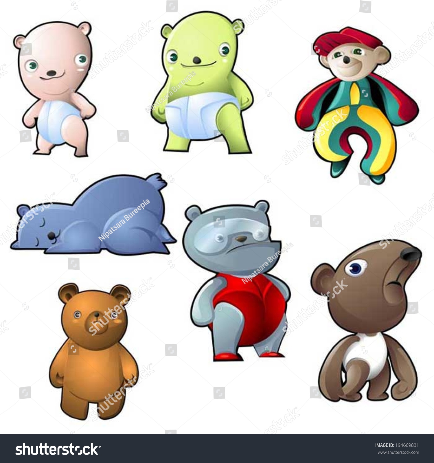 Character Design Teddy Bear: vector de stock (libre de regalías ...