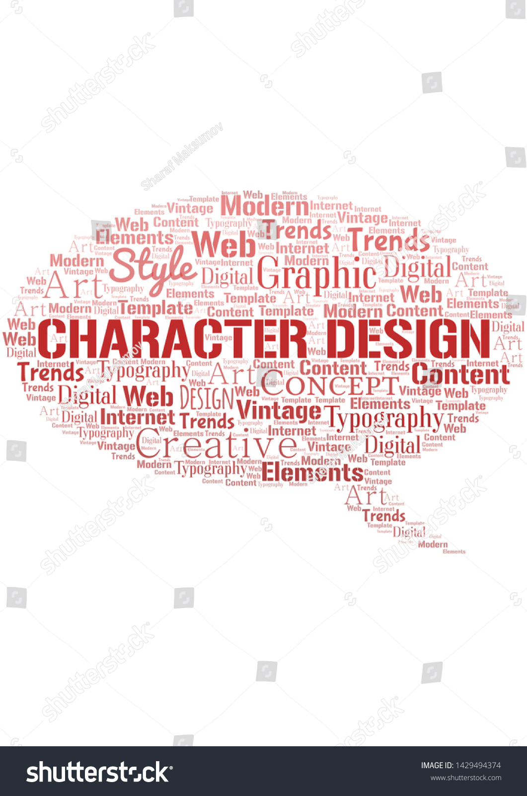 Character Design Word Cloud Wordcloud Made Stock Vector (Royalty Free ...