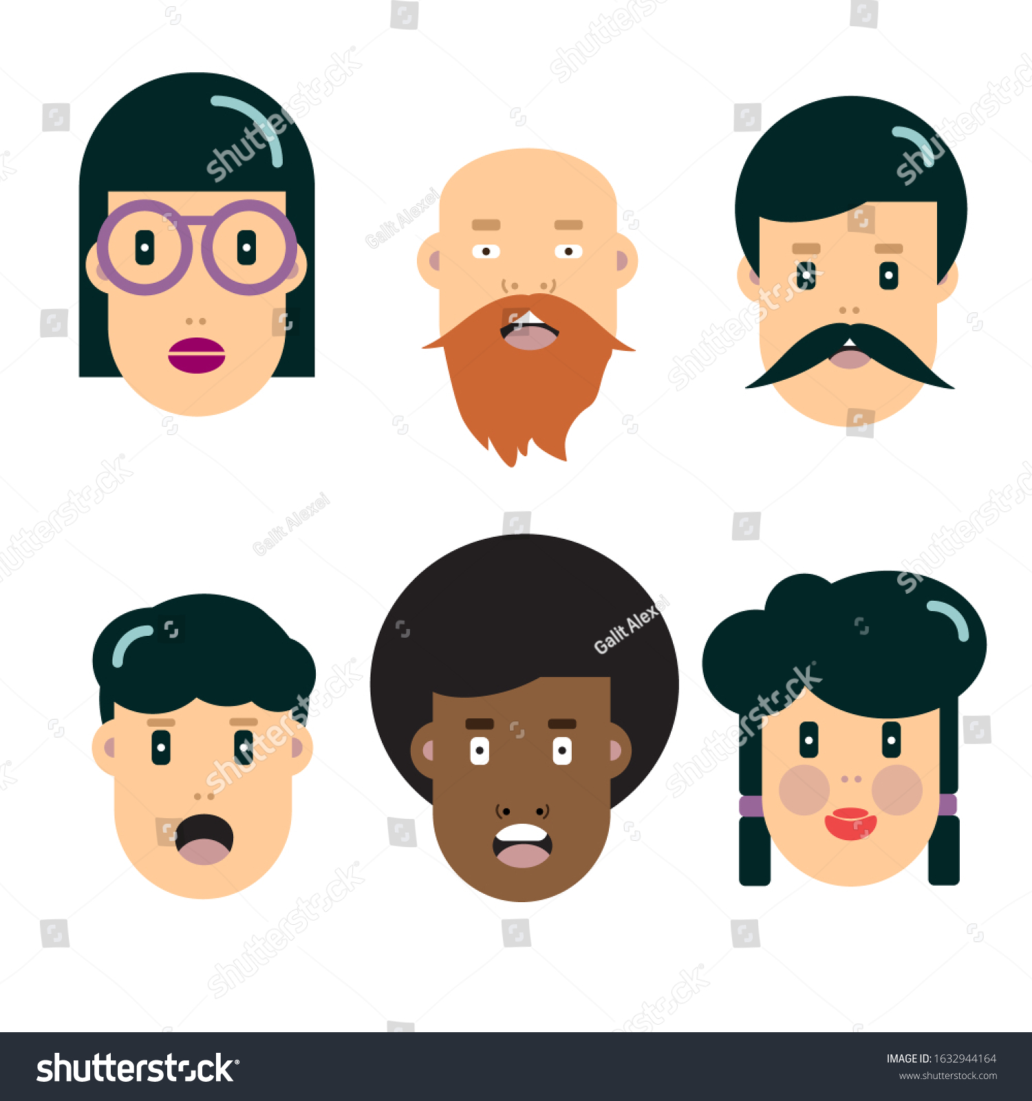 Character Faces Cartoon Flat Avatar Stock Vector (Royalty Free ...