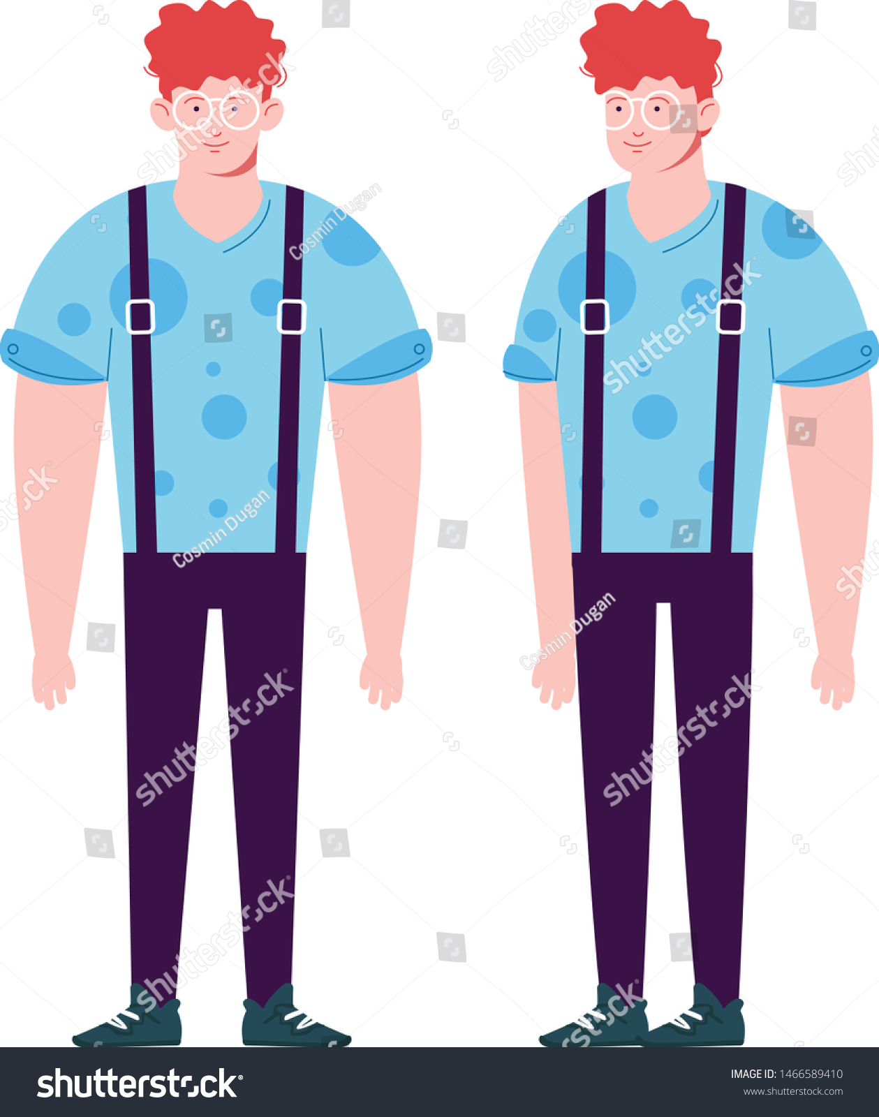 Character Man Front Side Stock Vector (Royalty Free) 1466589410