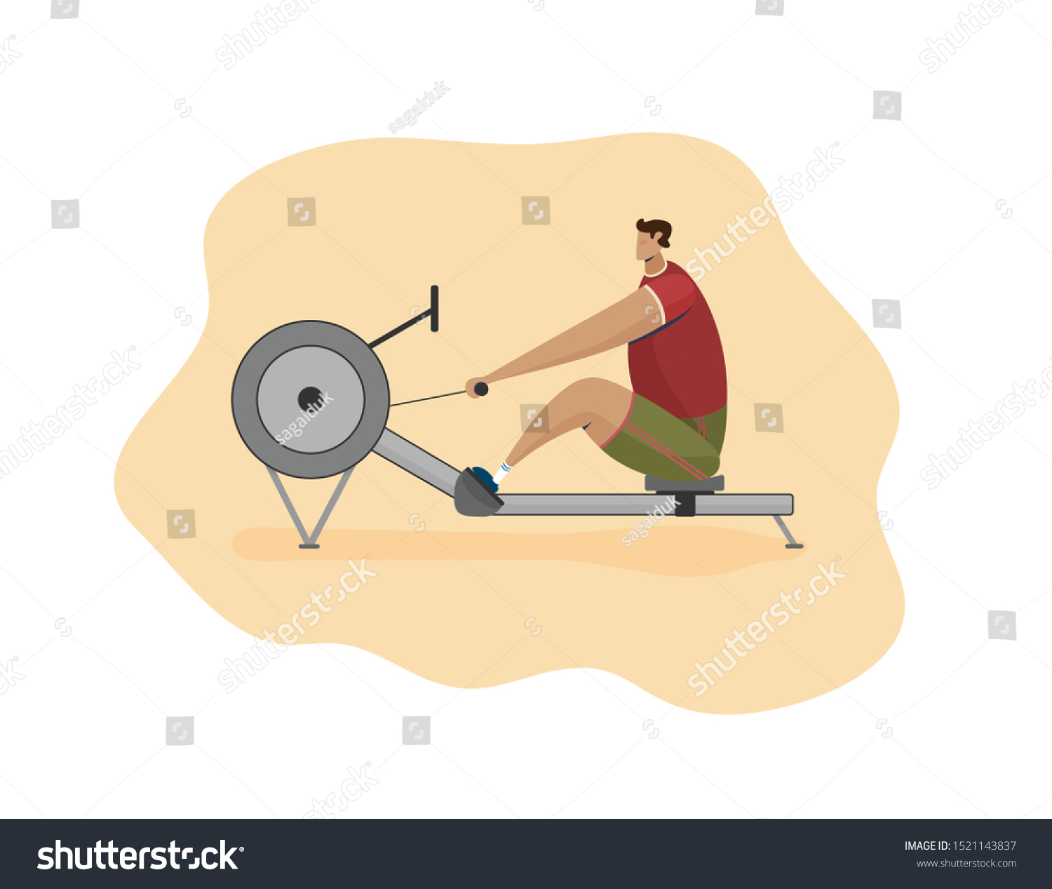 Character Man Rower On Rowing Machine Stock Vector (Royalty Free ...