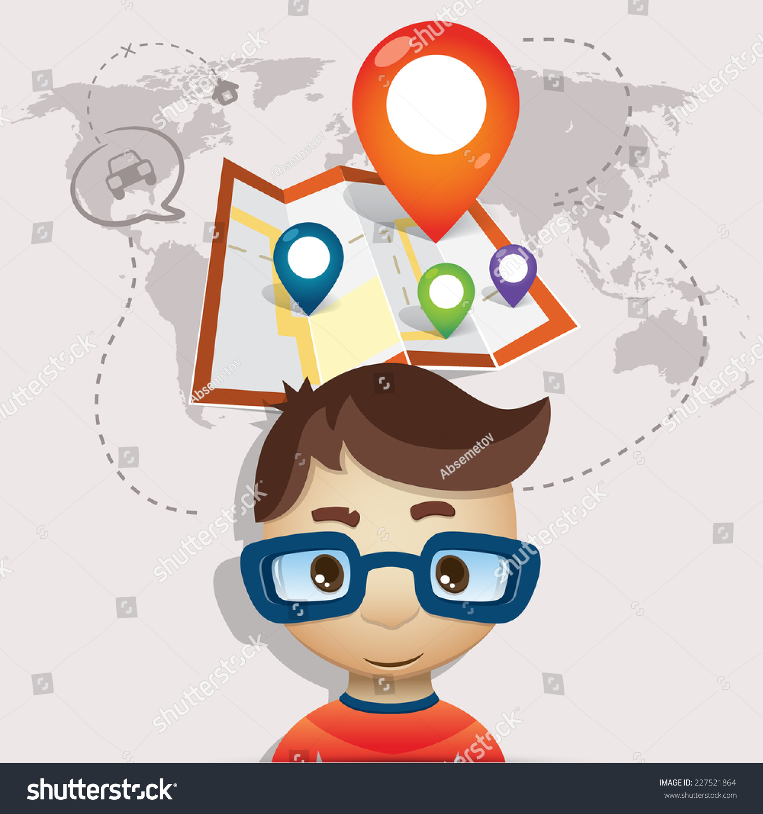 Character Man Locations Map Stock Vector (Royalty Free) 227521864 ...