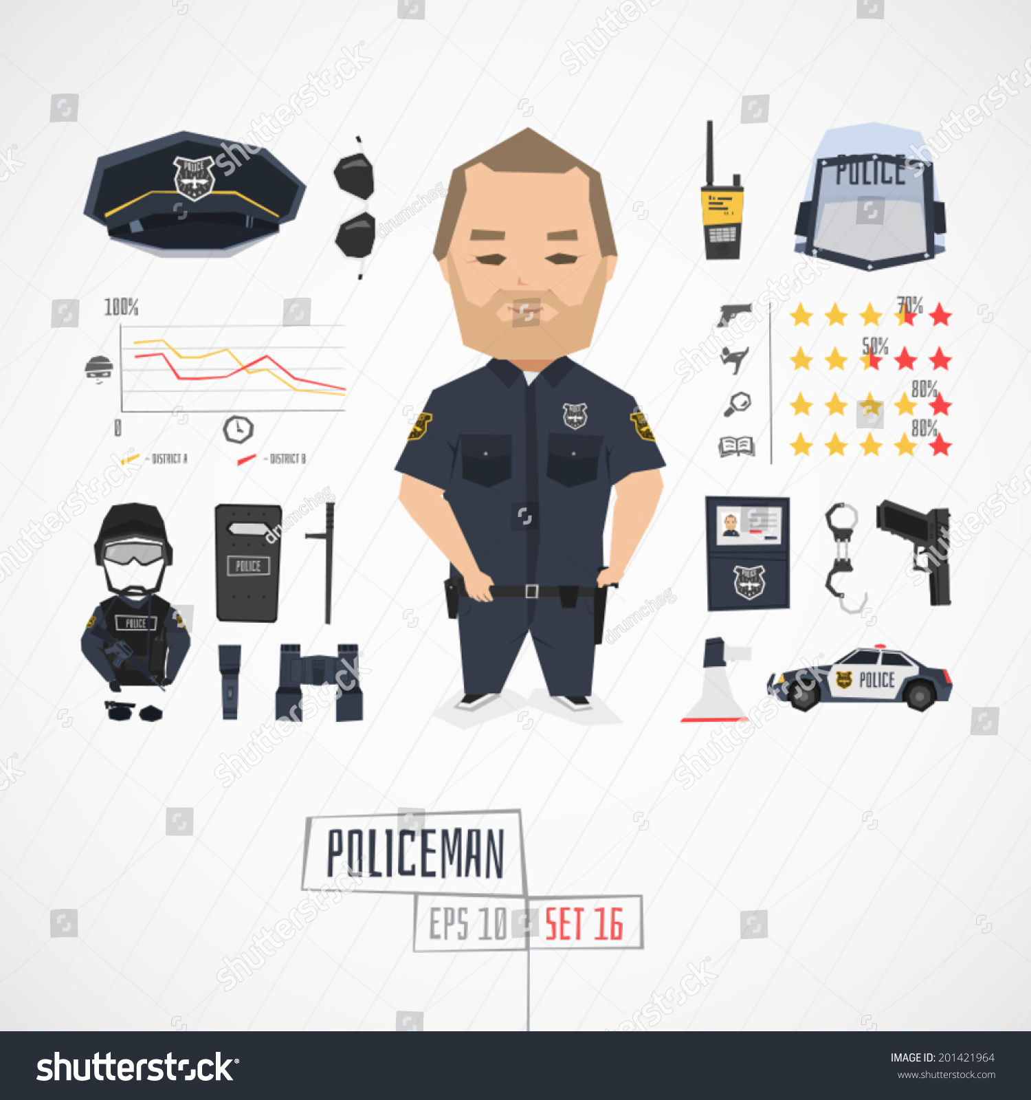 Character Policeman Vector Illustration Stock Vector (Royalty Free ...