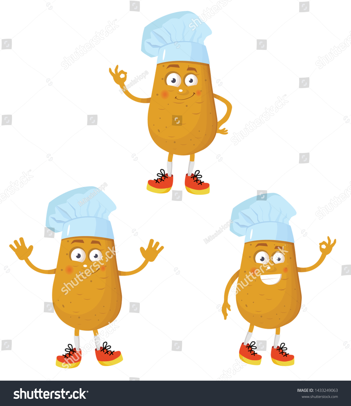 Character Round Potato Vector Illustration Stock Vector (Royalty Free ...