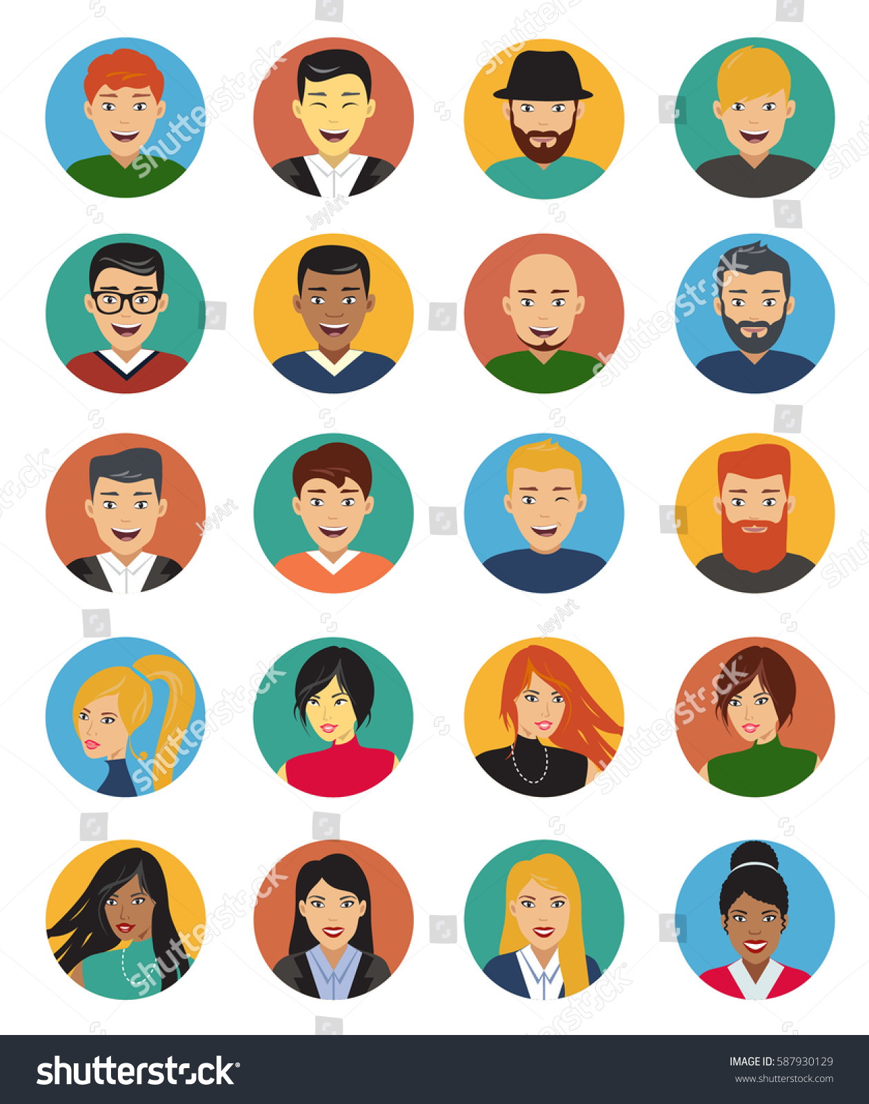 Character Set Avatar Icons Flat Design: vetor stock (livre de direitos ... Character Set Avatar Icons Flat Design: vetor stock (livre de direitos ...