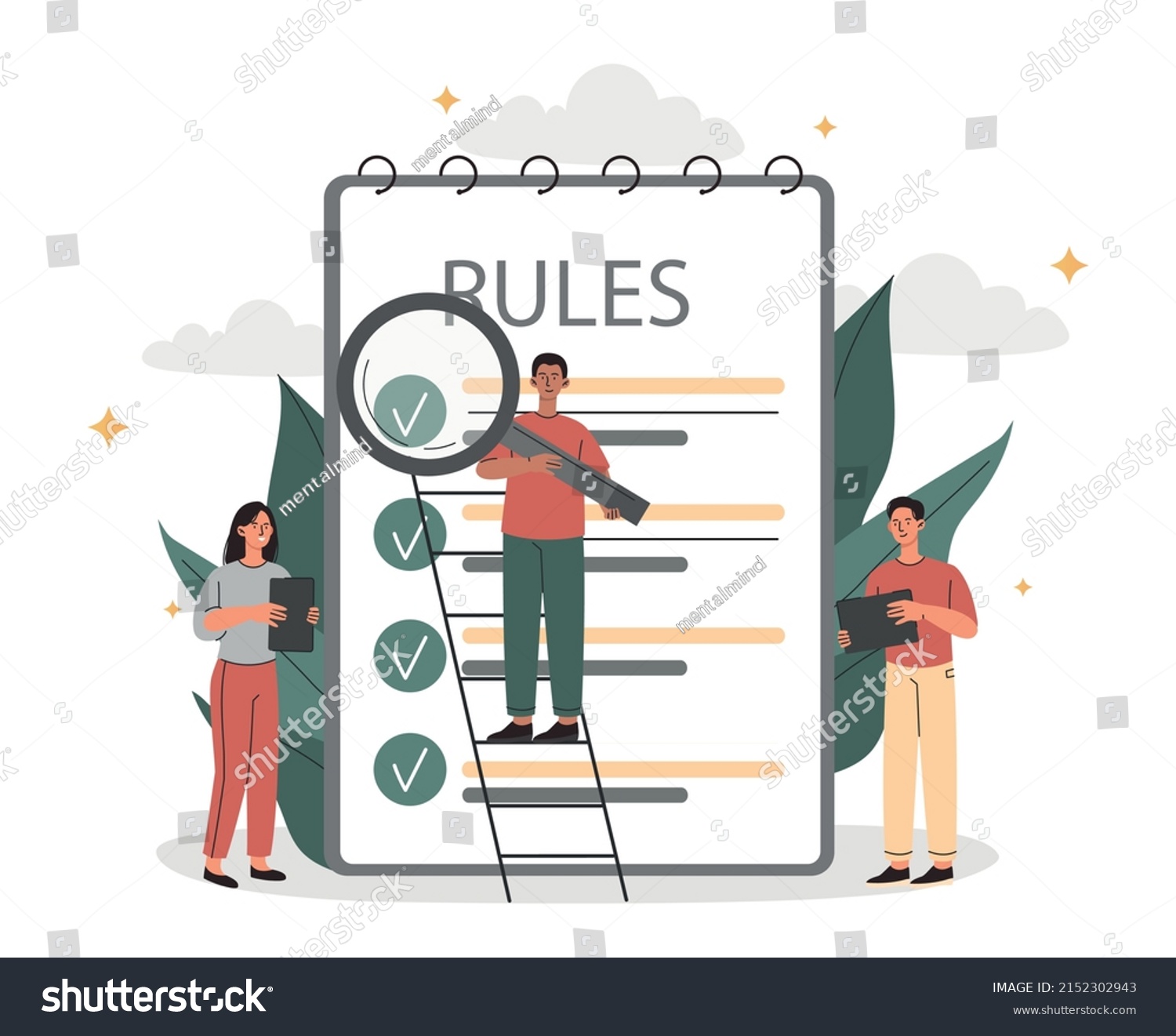 Characters Create Checklist Workers Check Task Stock Vector (Royalty ...