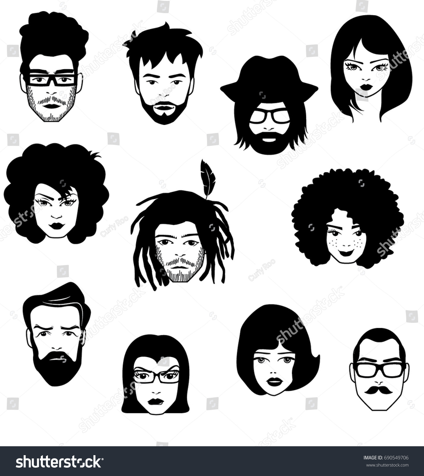 Characters People Faces Vector Illustration File Stock Vector (Royalty ...
