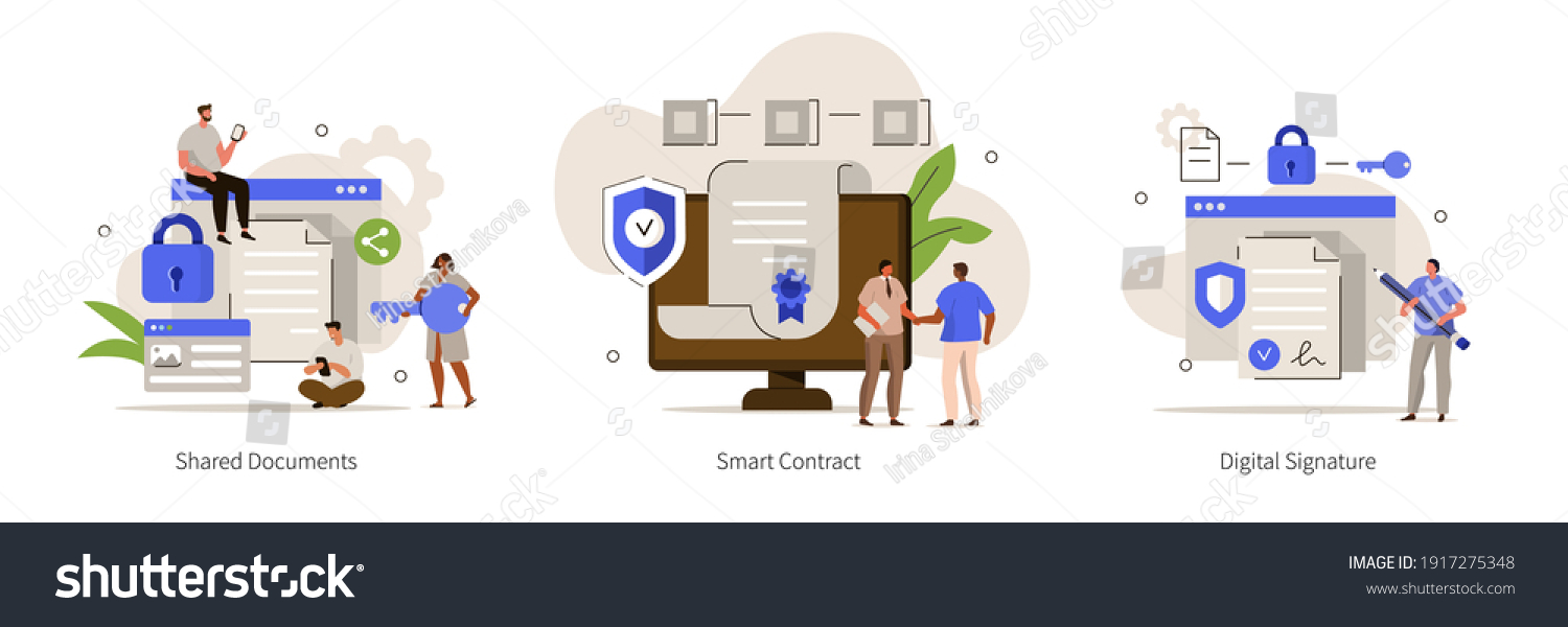 Characters Using Cyber Security Services Share Stock Vector (Royalty ...