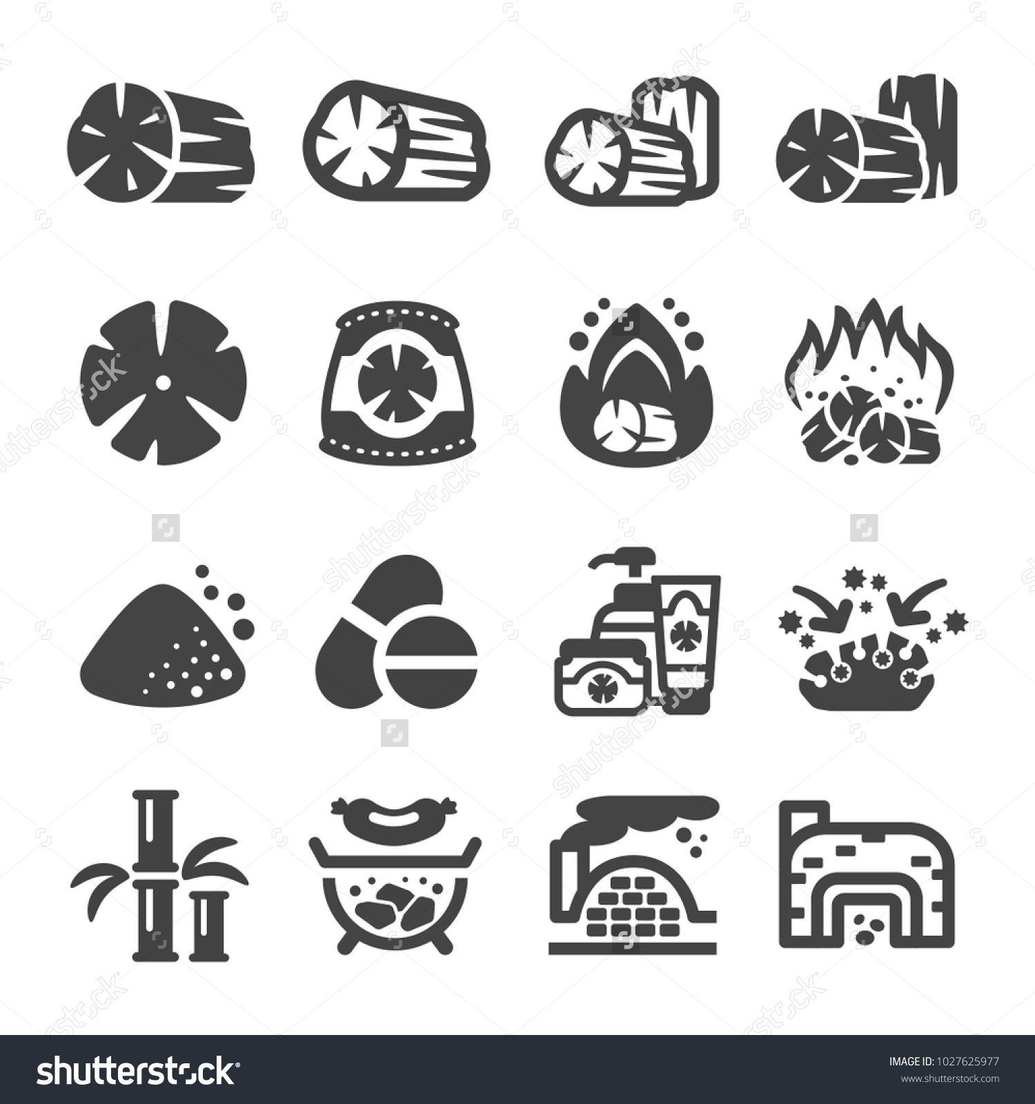 Charcoal Icon Set Stock Vector (Royalty Free) 1027625977