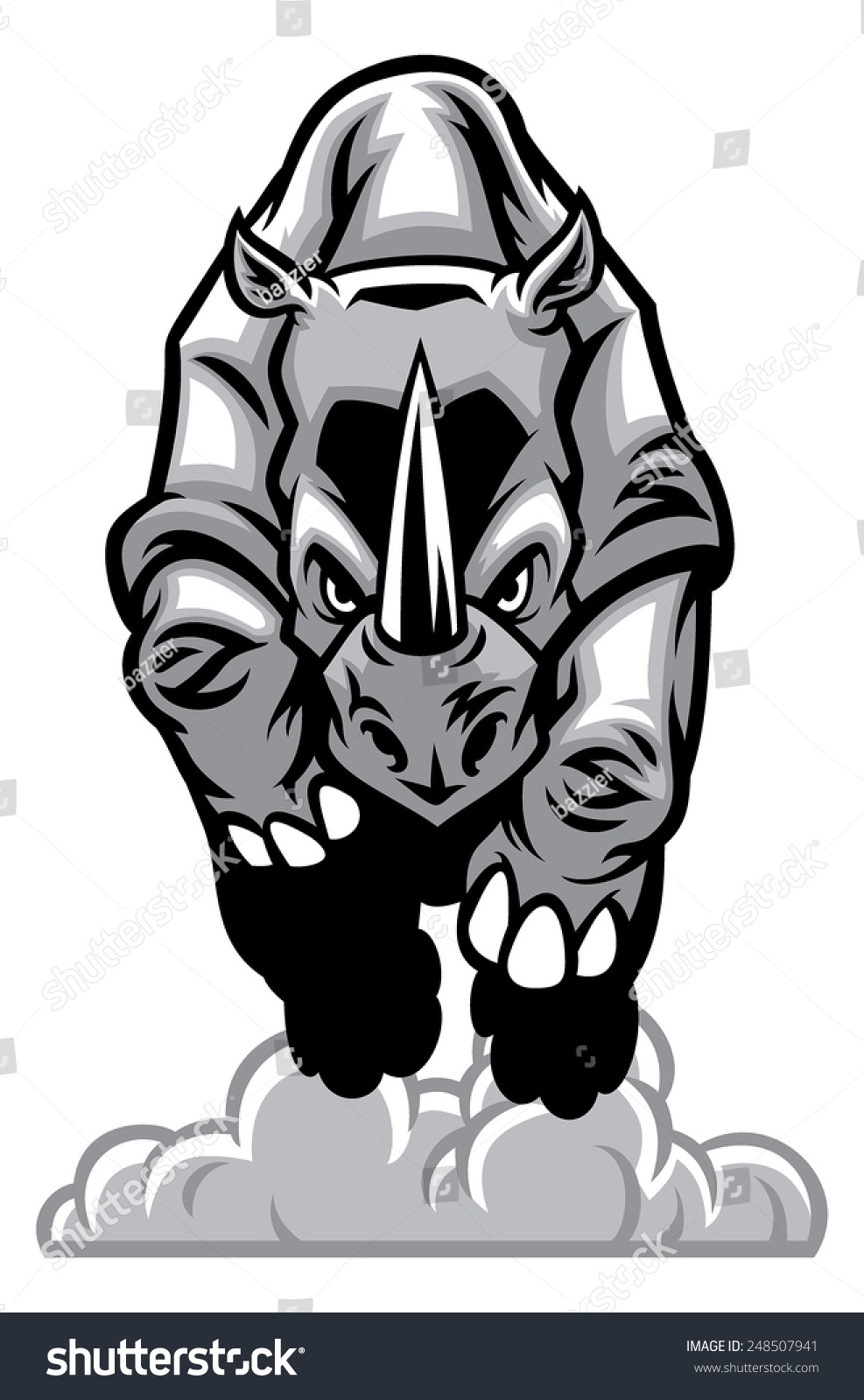 Charging Rhino Stock Vector (Royalty Free) 248507941