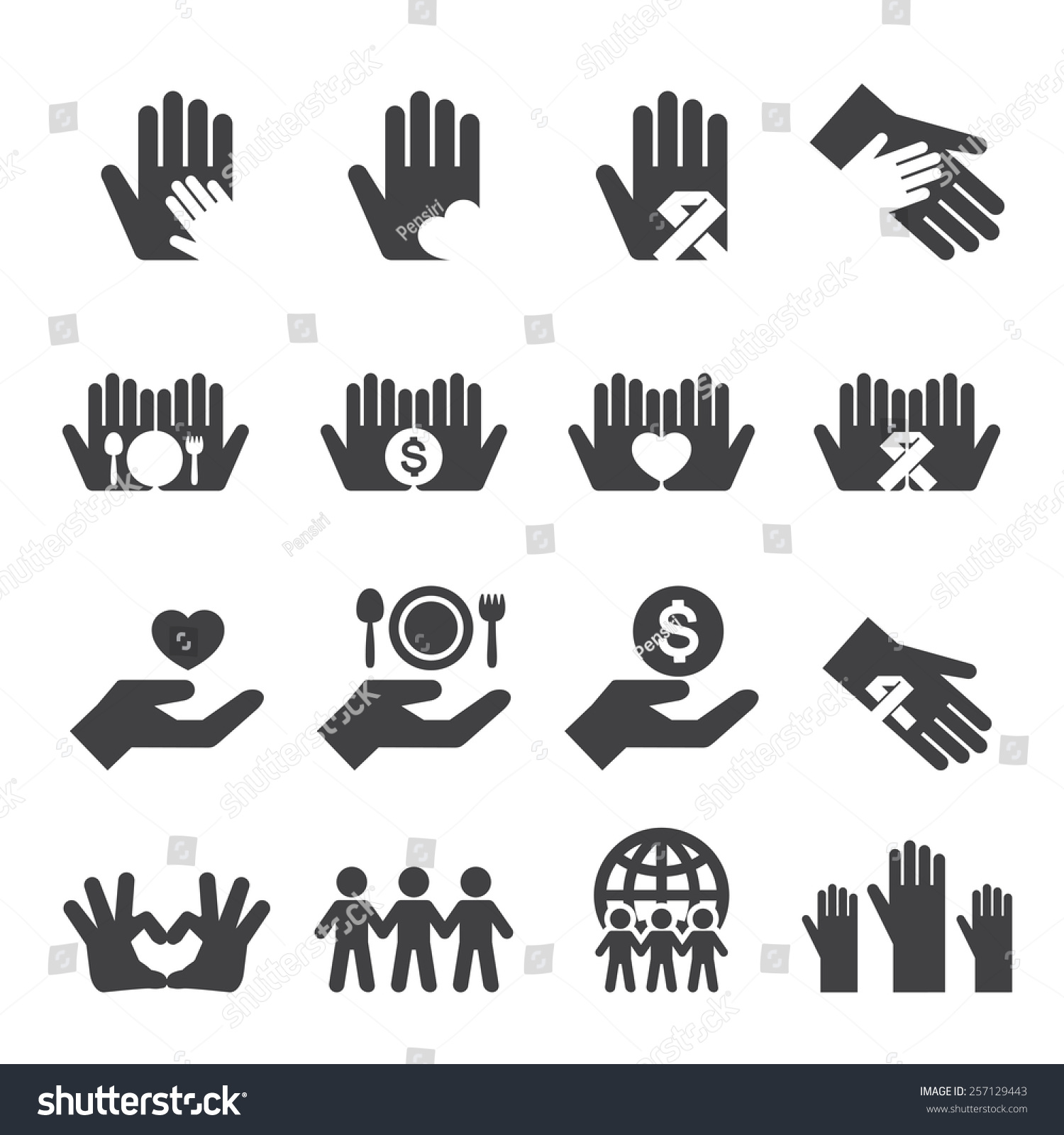 Charity Icons Set Stock Vector (Royalty Free) 257129443 - Shutterstock