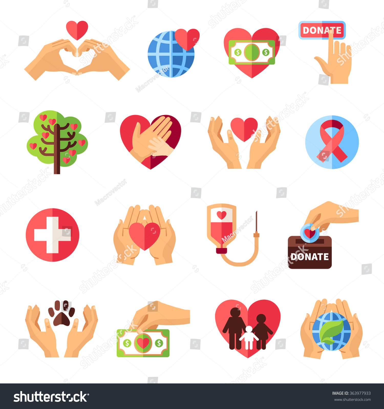 Charity Icons Set Volunteering Symbols Flat Stock Vector (Royalty Free ... Charity Icons Set Volunteering Symbols Flat Stock Vector (Royalty Free ...
