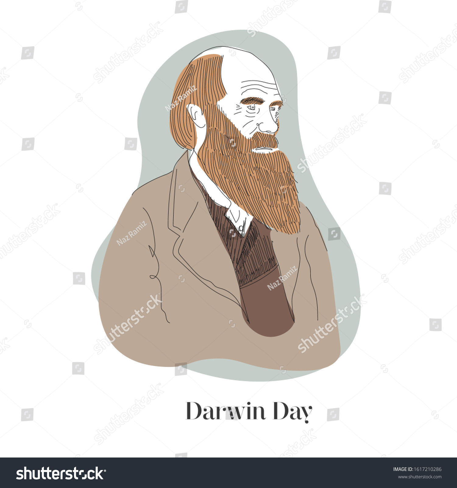 Charles Darwin Vector Cartoon Portrait Illustration: vector de stock ...